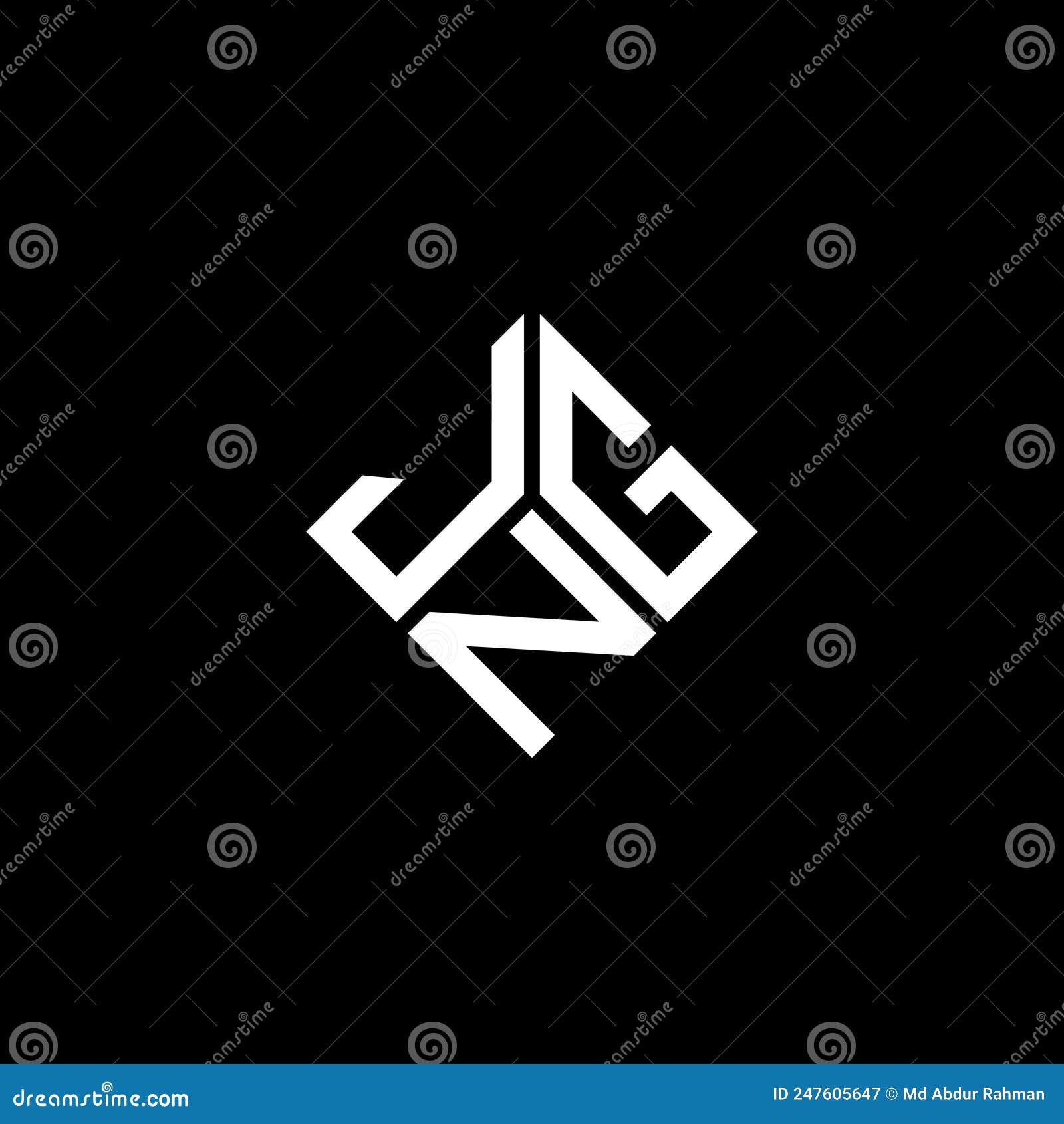 JNG Letter Logo Design On Black Background. JNG Creative Initials ...
