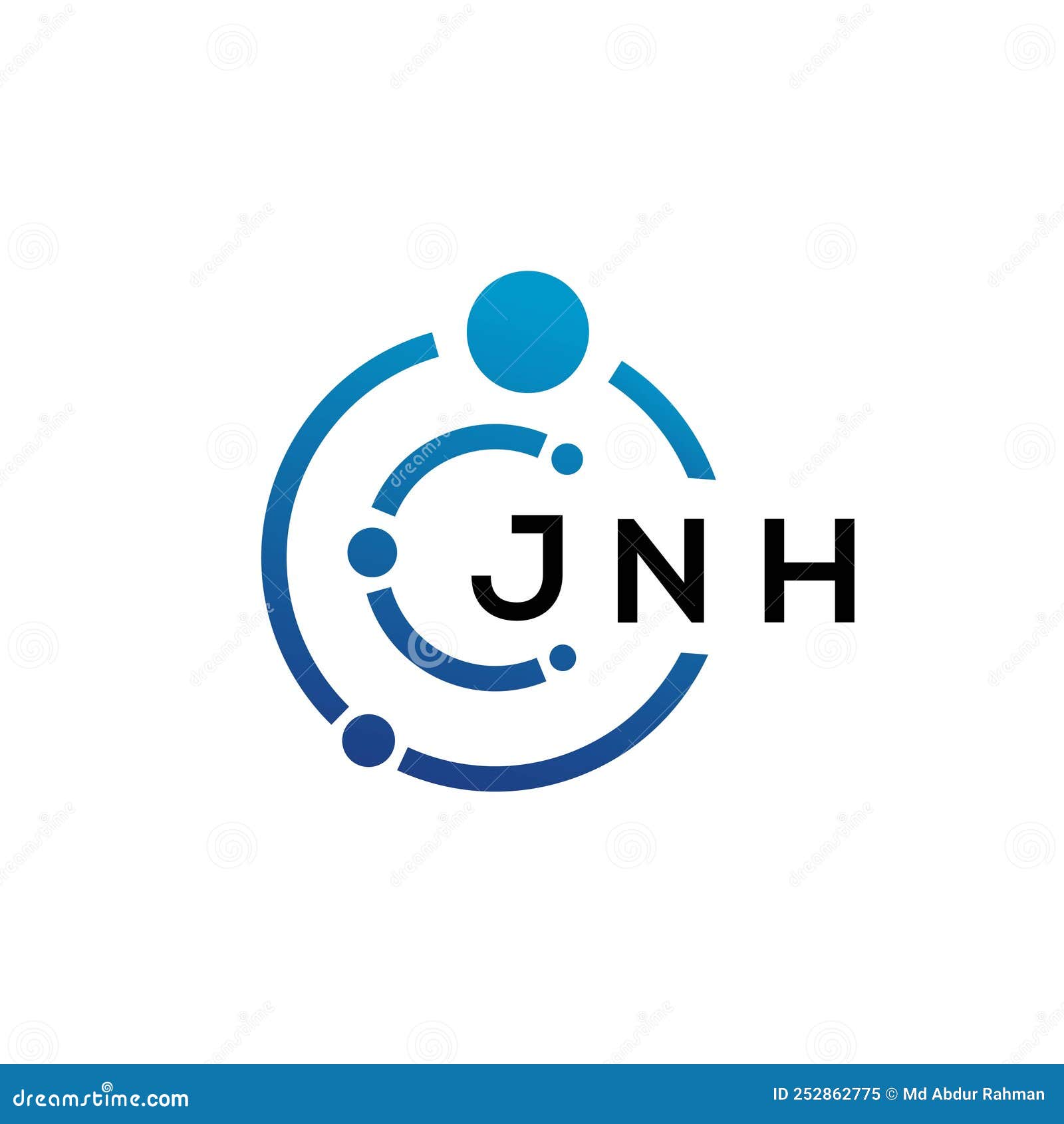 JNH Letter Technology Logo Design on White Background. JNH Creative ...