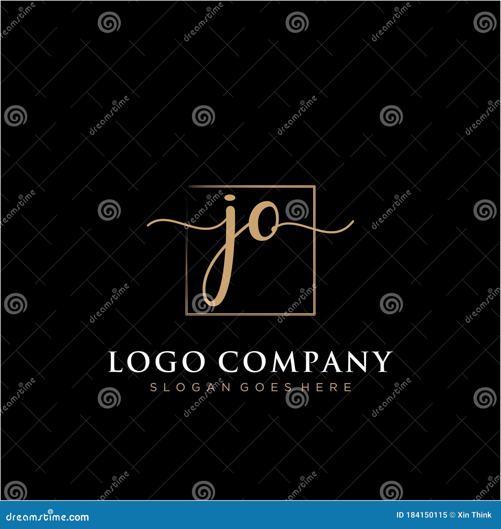 JO Initial Handwriting Logo with Rectangle Template Vector Stock Vector ...