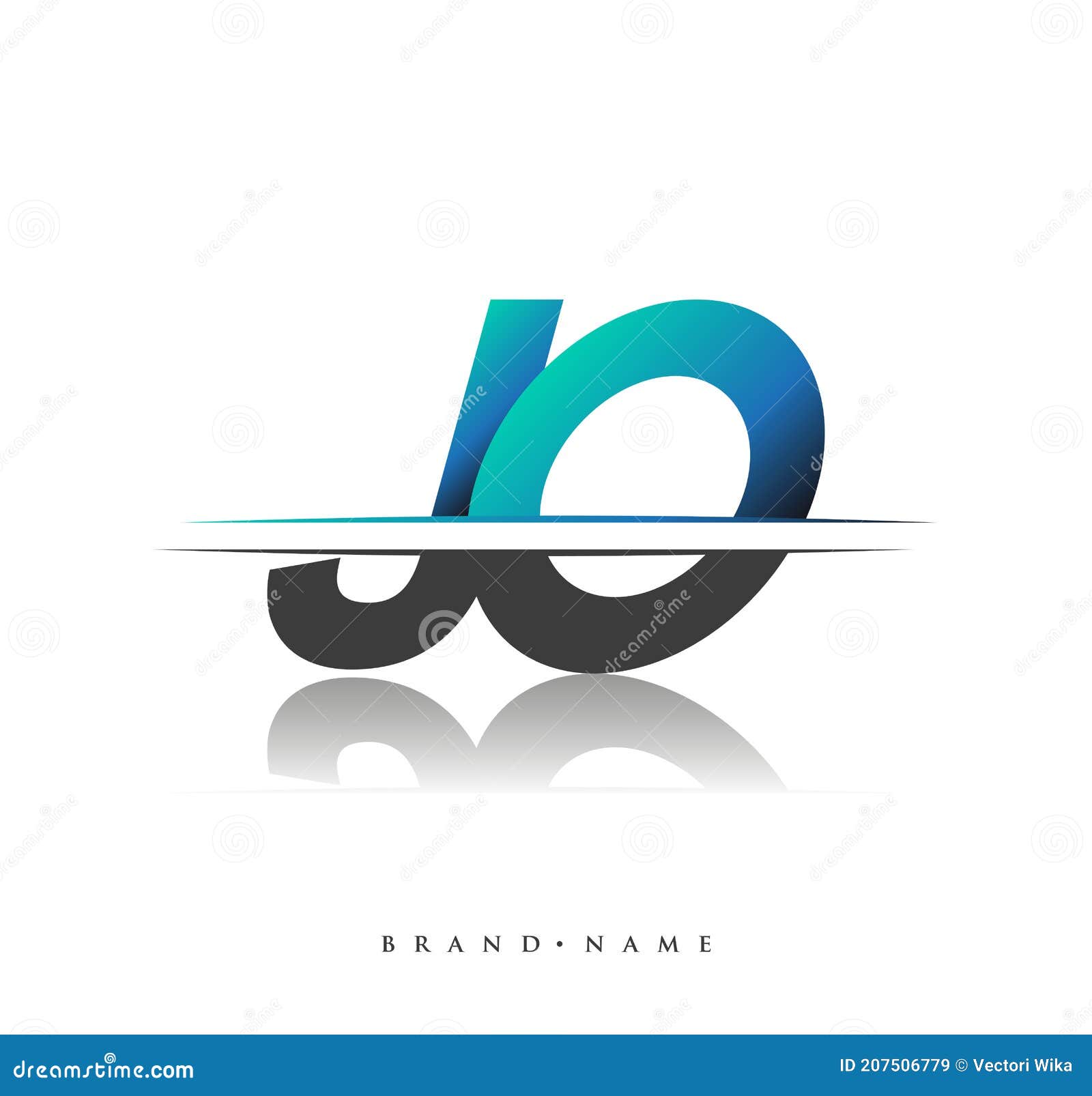 JO Initial Logo Company Name Colored Black and Blue, Simple and Modern ...