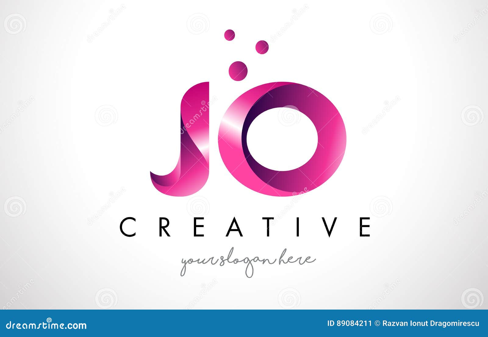 JO Letter Logo Design with Purple Colors and Dots Stock Vector ...