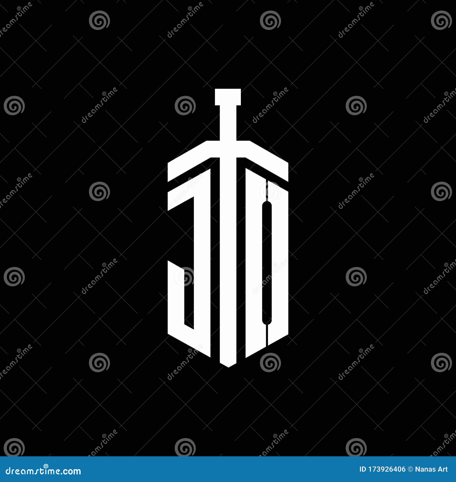 JO Logo Monogram with Sword Element Ribbon Design Template Stock Vector ...