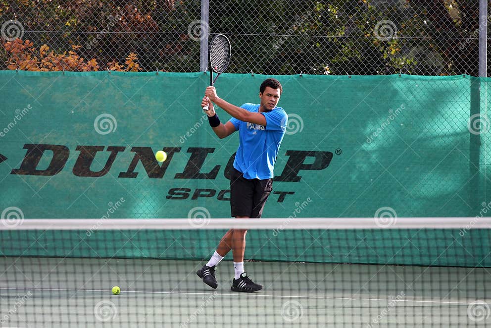 Jo-Wilfried Tsonga during a Practice Session Editorial Photo - Image of france, pyrenees: 7459961