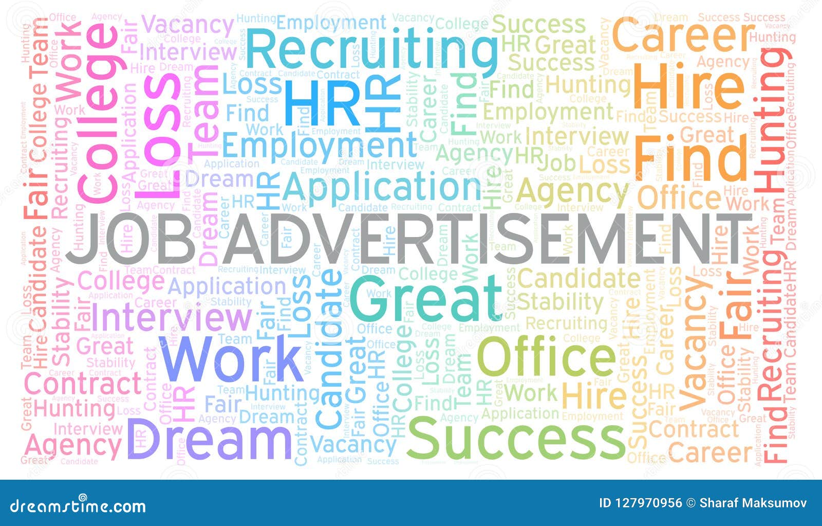 Job Advertisement Word Cloud. Stock Illustration - Illustration of ...