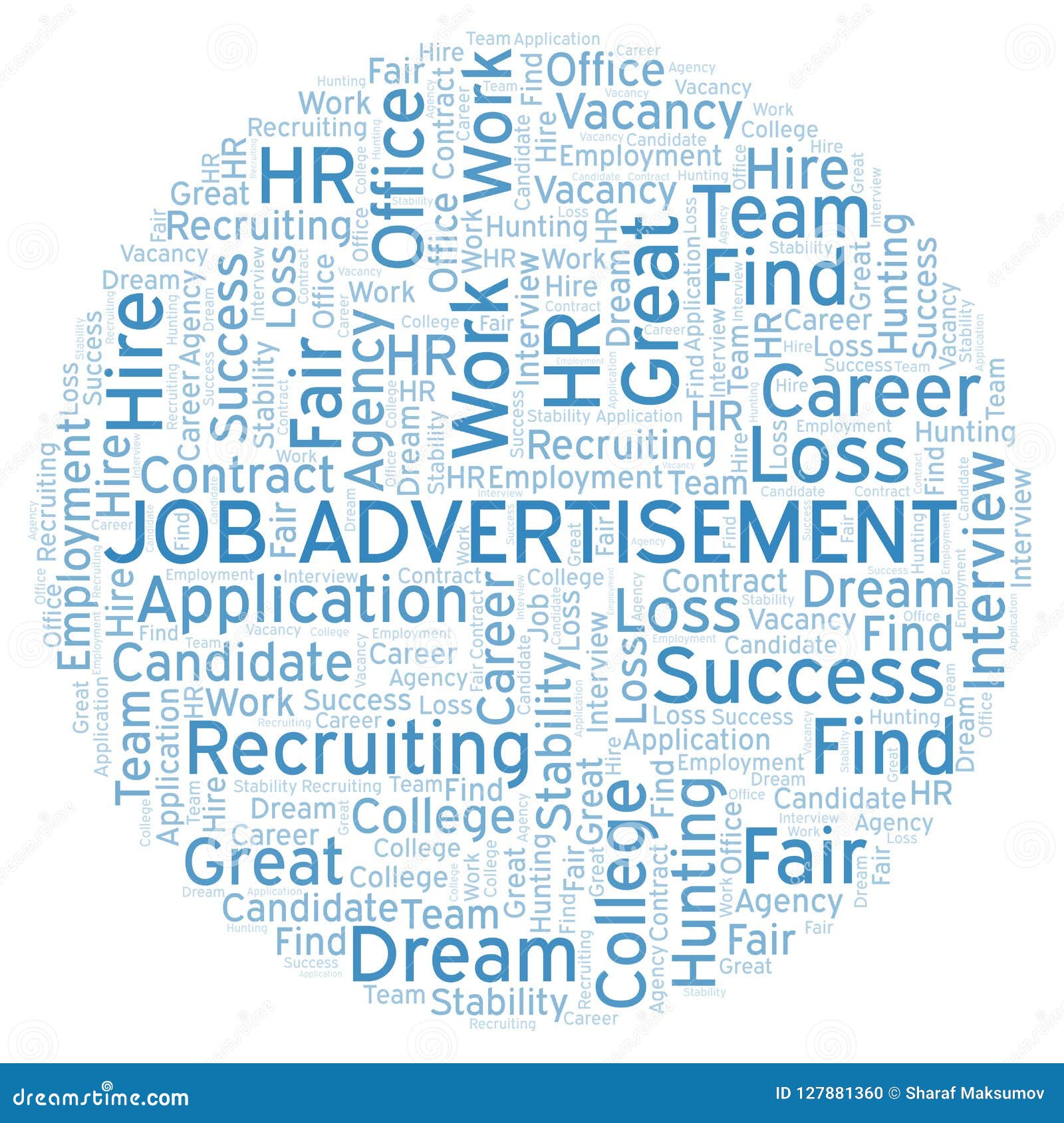 Job Advertisement Word Cloud. Stock Illustration - Illustration of ...