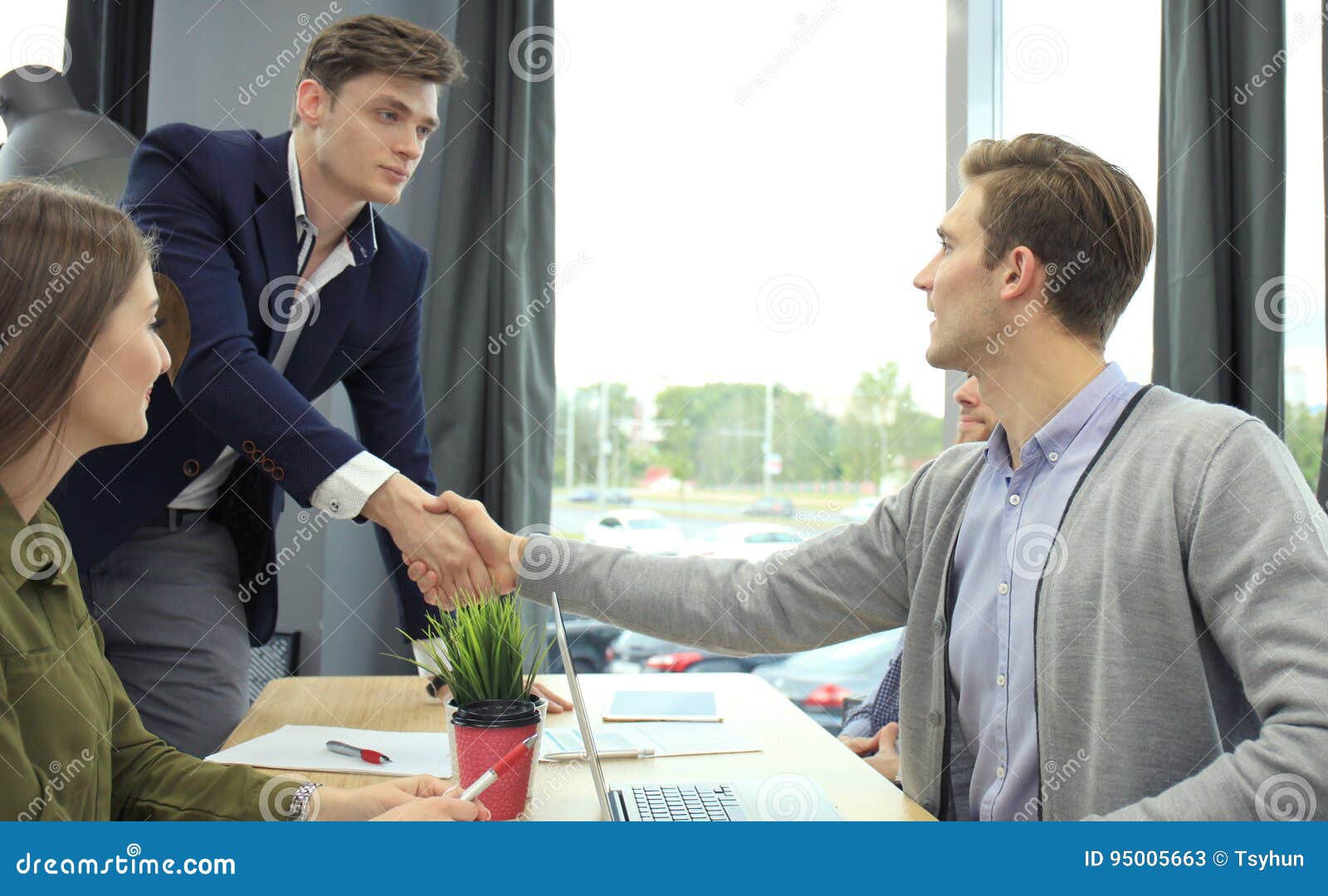Job Applicant Having Interview. Handshake while Job Interviewing. Stock ...