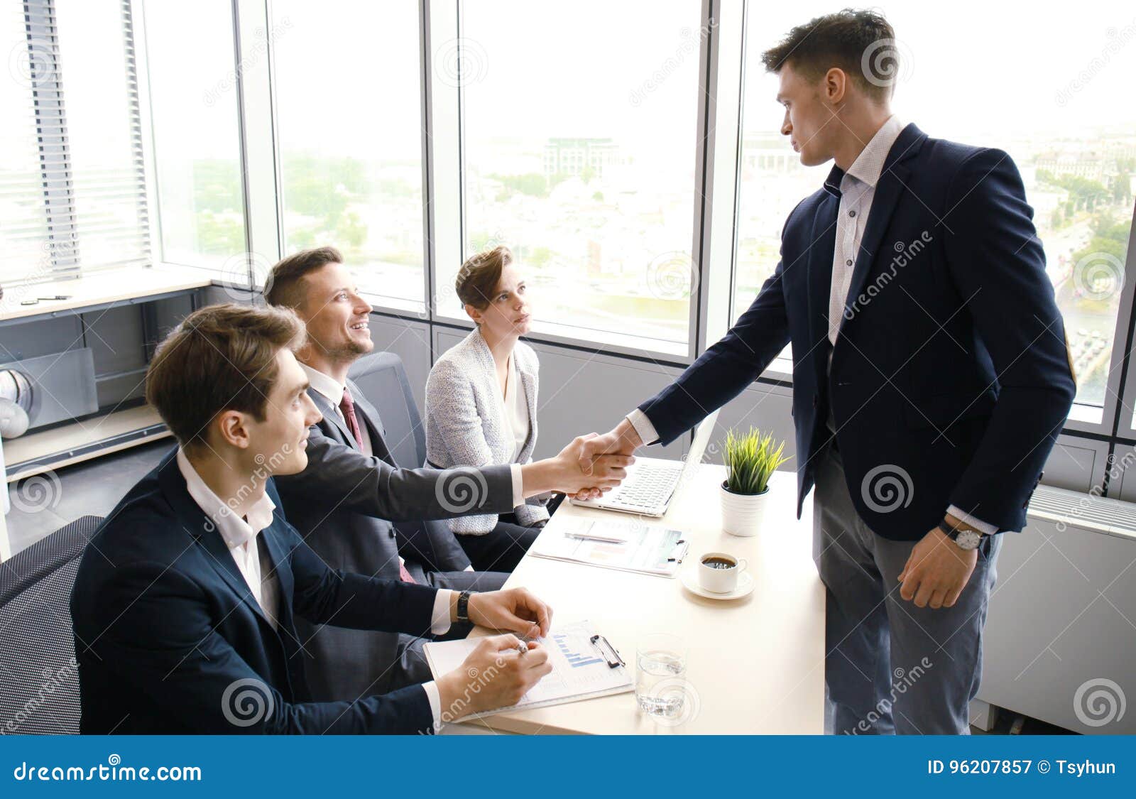 Job Applicant Having Interview. Handshake while Job Interviewing. Stock ...