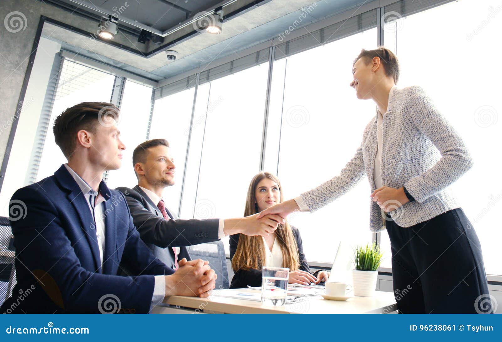 Job Applicant Having Interview. Handshake while Job Interviewing. Stock ...
