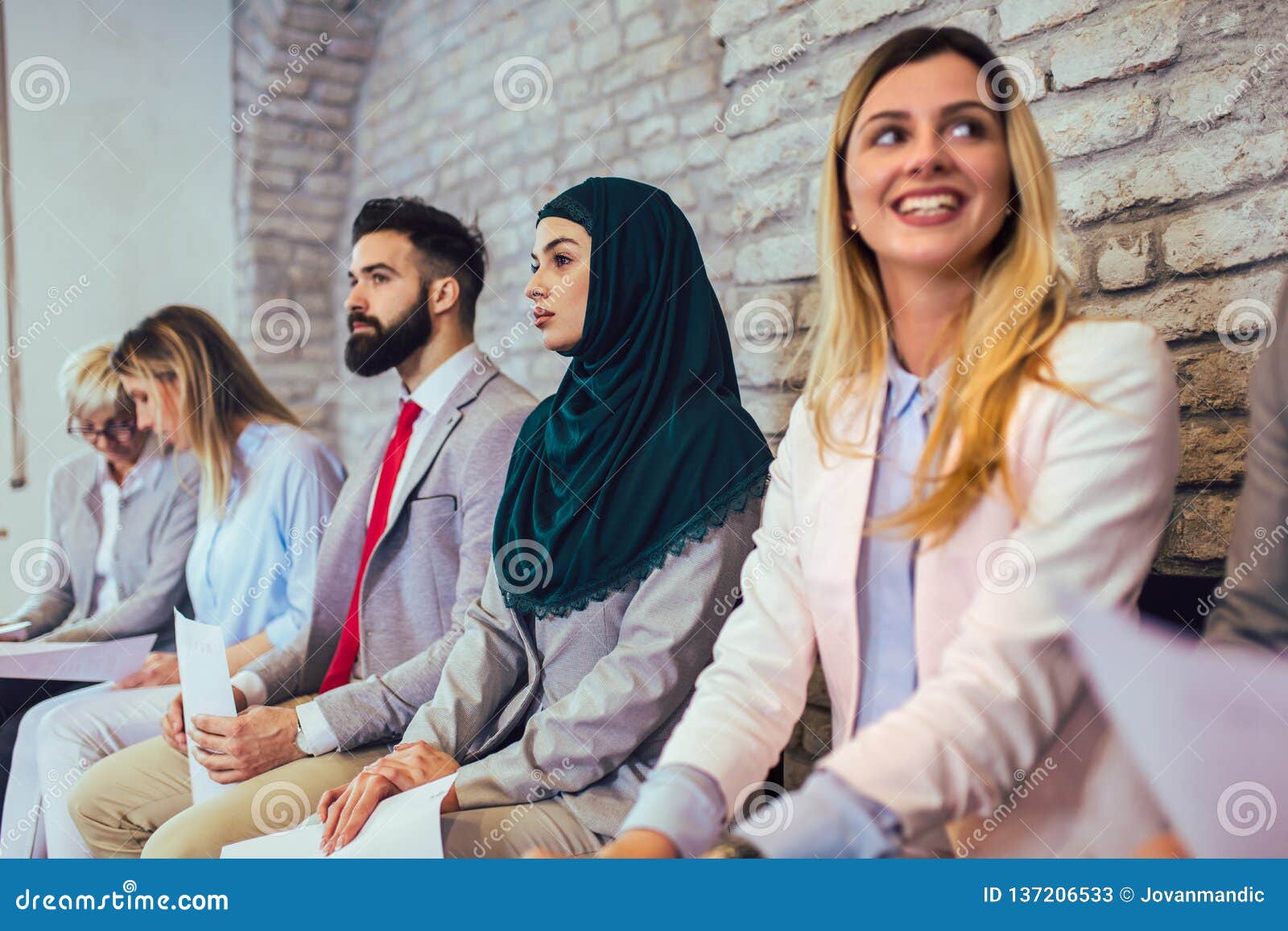 Job Applicants Having Interview Stock Image - Image of female ...