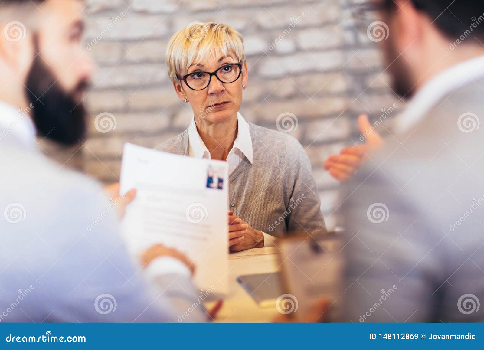 Job Applicants Having Interview Stock Image - Image of corporate, male ...
