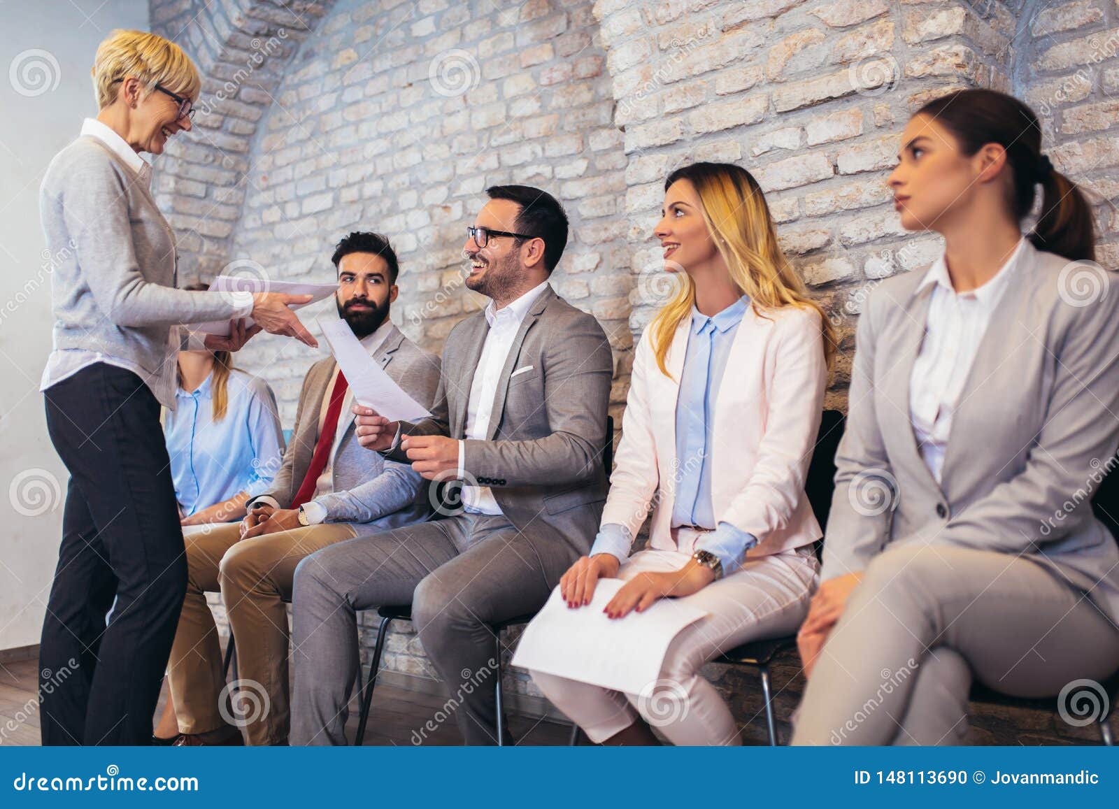 Job Applicants Having Interview in Office Stock Photo - Image of asking ...