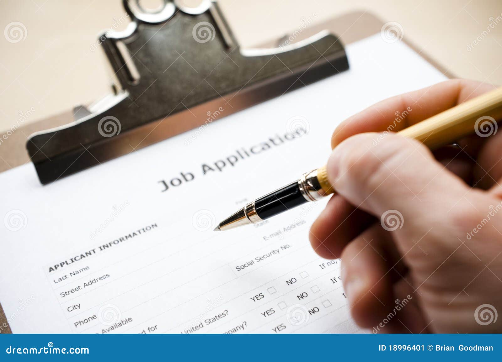 Job application stock image. Image of close, clipboard - 18996401