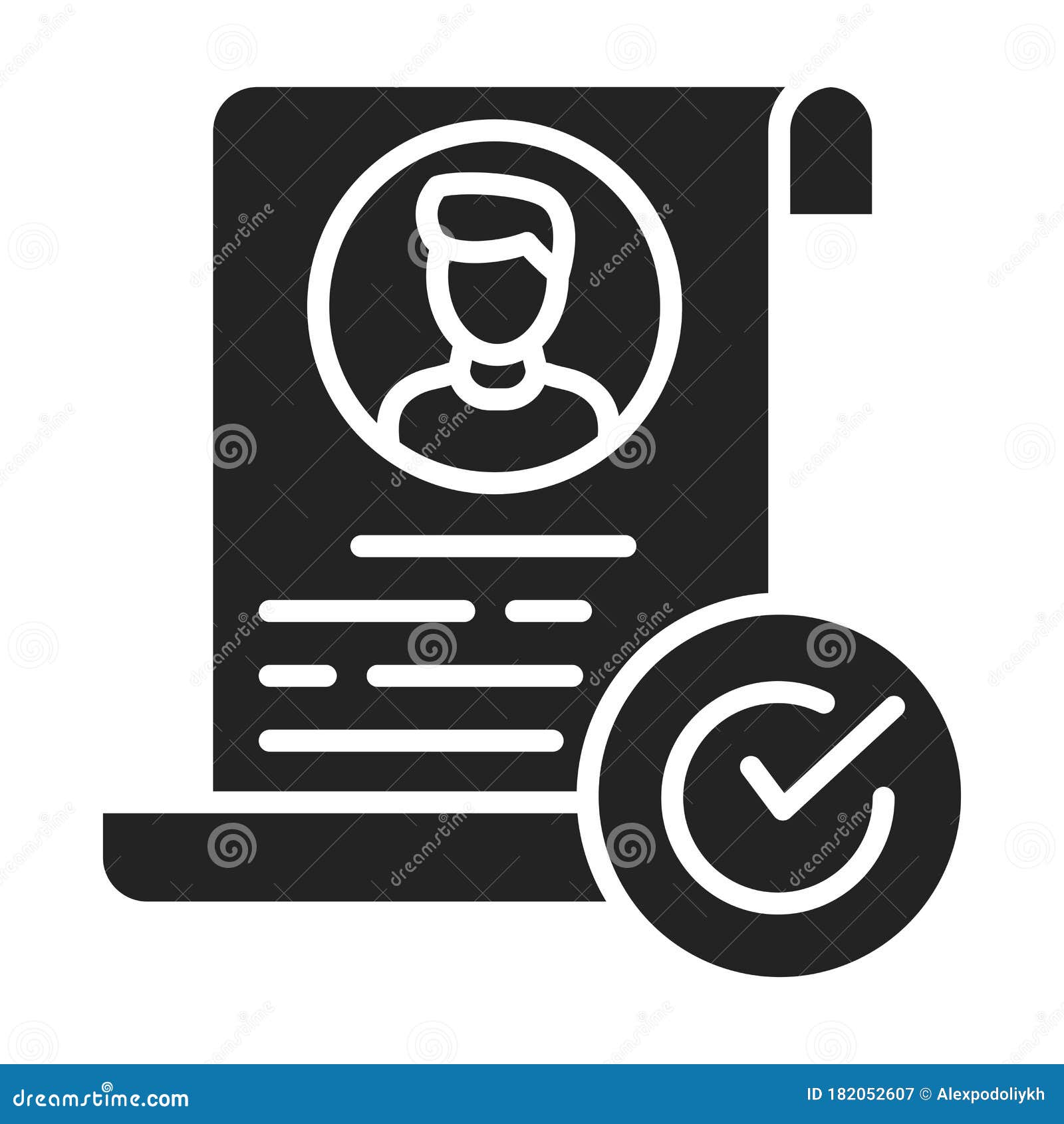 Job Application Black Glyph Icon. Approved Candidate Concept. Document ...
