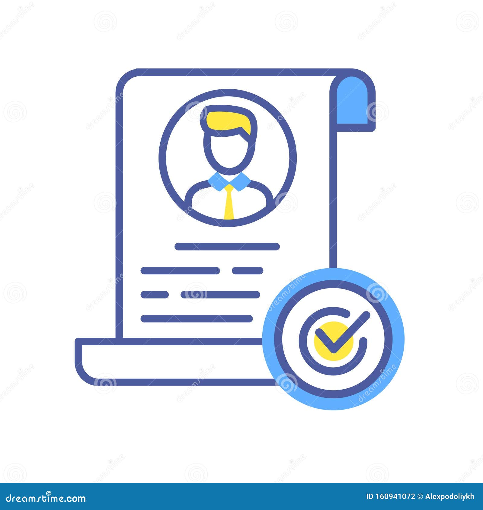 Job Application Color Line Icon. Approved Candidate Concept. Document ...