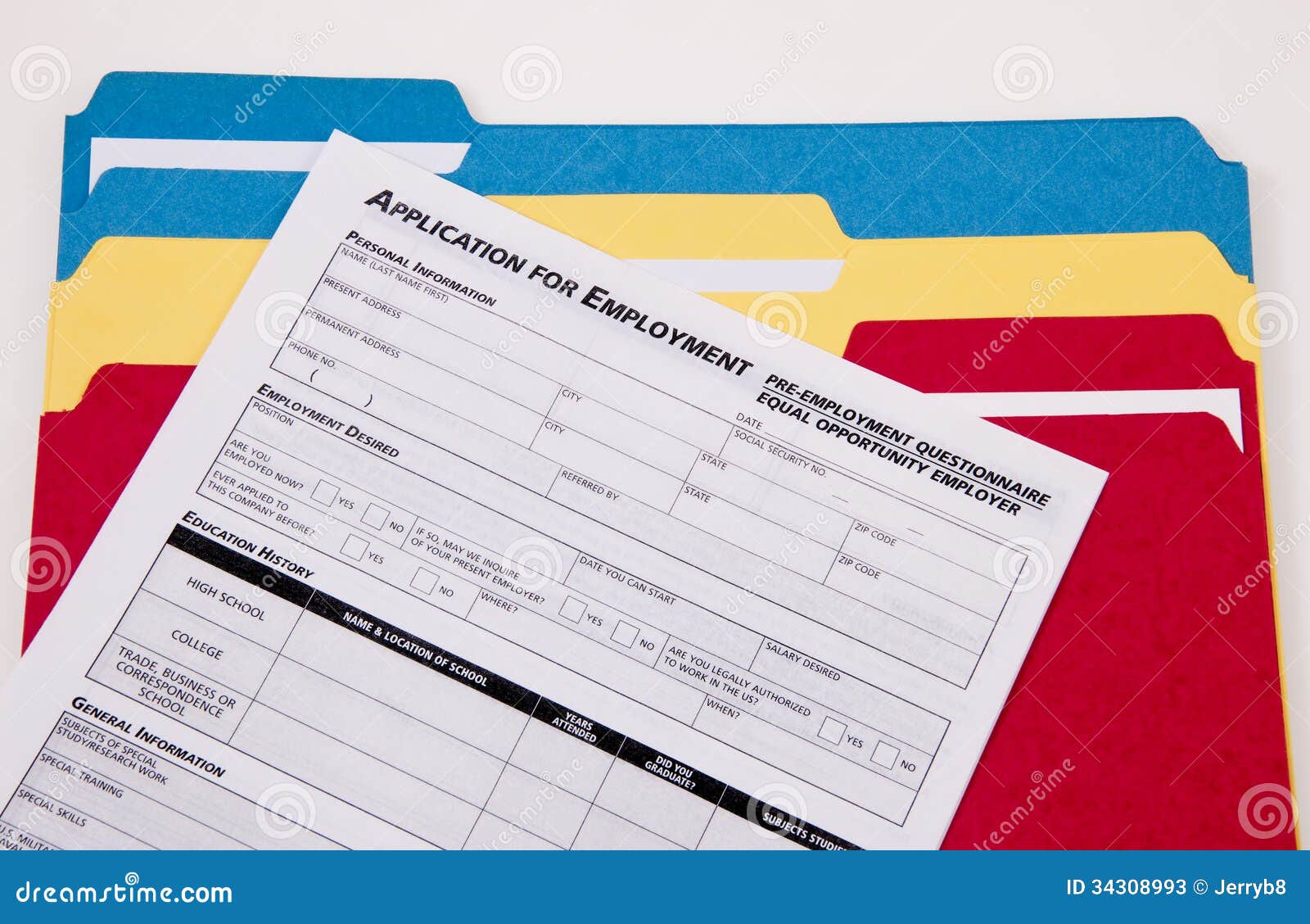 Job Application Folders imagen de archivo. Imagen de papel - 34308993