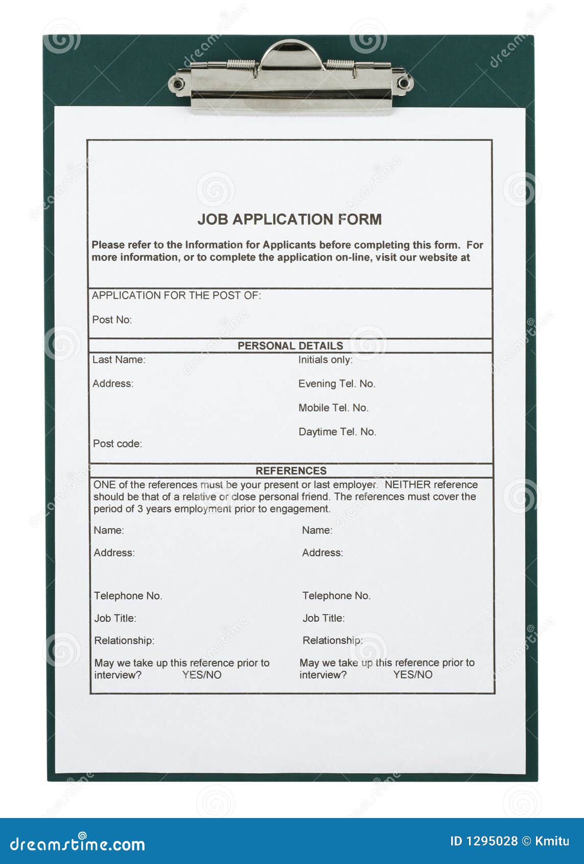Job application form stock photo. Image of clip, file - 1295028