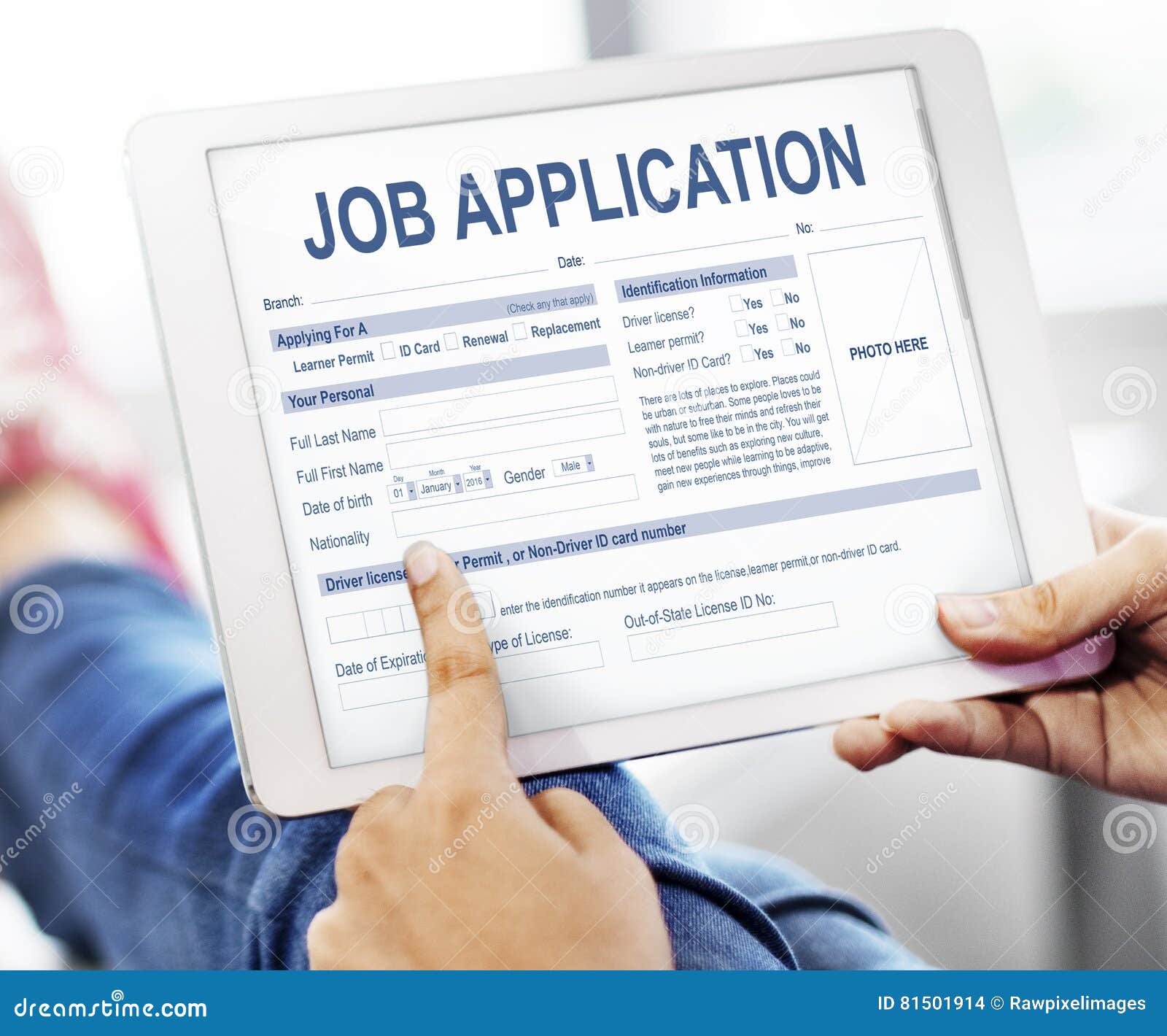 Job Application Hiring Document Form-Concept Stock Foto - Image of ...