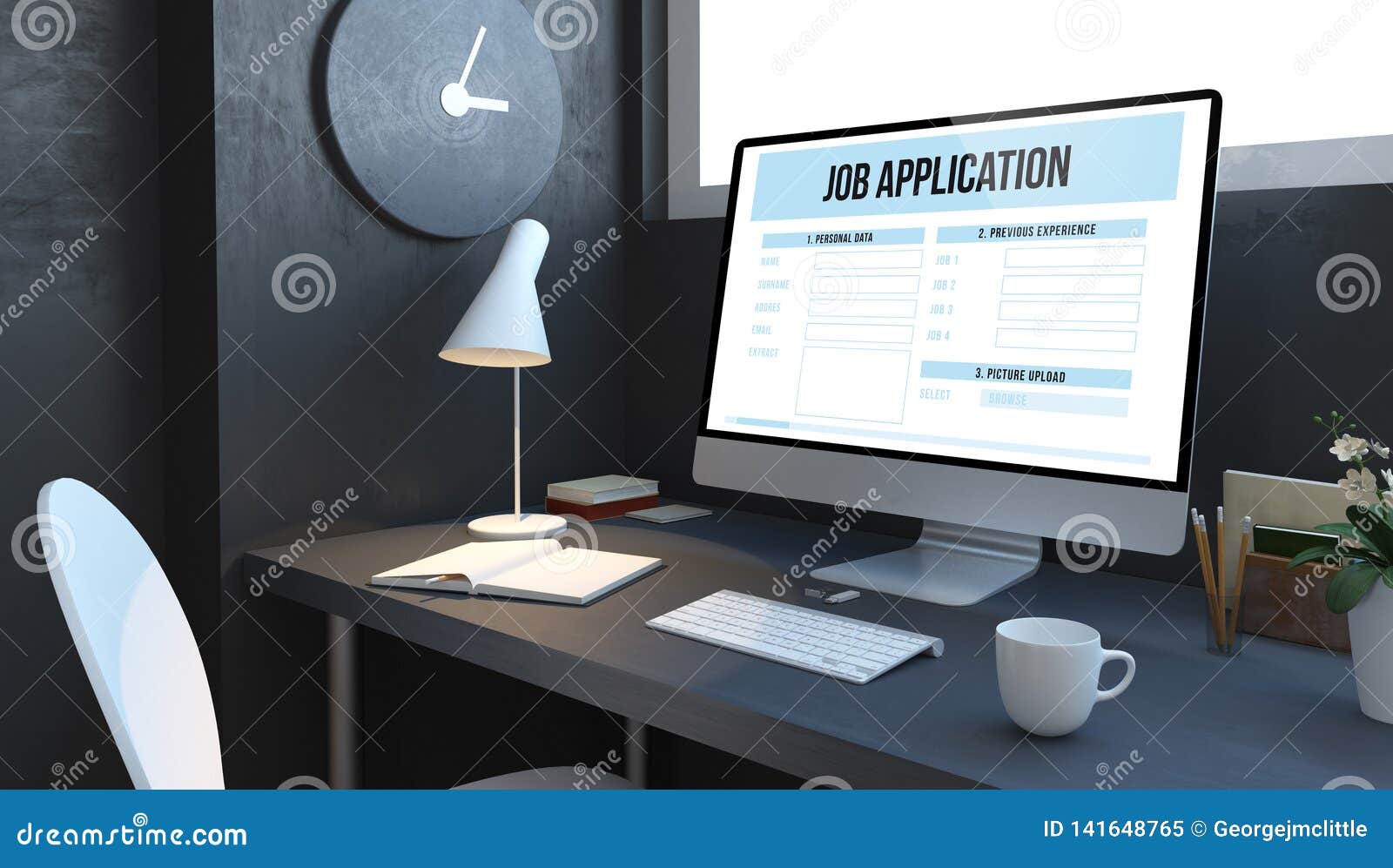 Job Application Navy Desktop Mockup Stock Illustration - Illustration ...