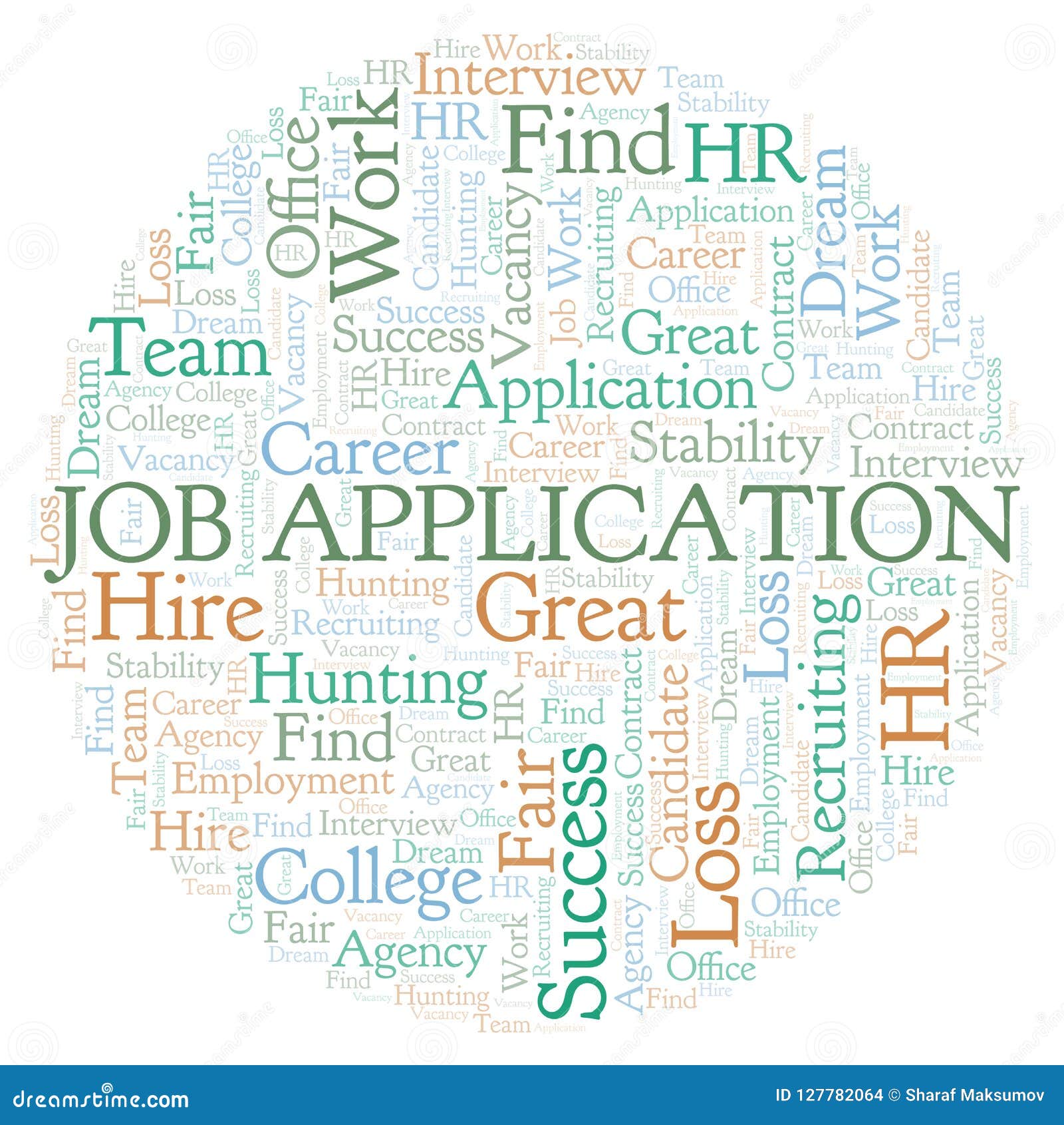 Job Application Word Cloud. Stock Illustration - Illustration of bright ...