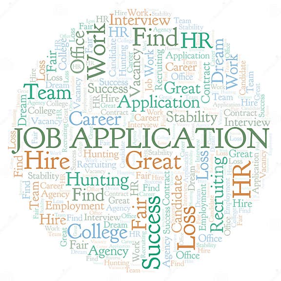 Job Application Word Cloud. Stock Illustration - Illustration of bright ...