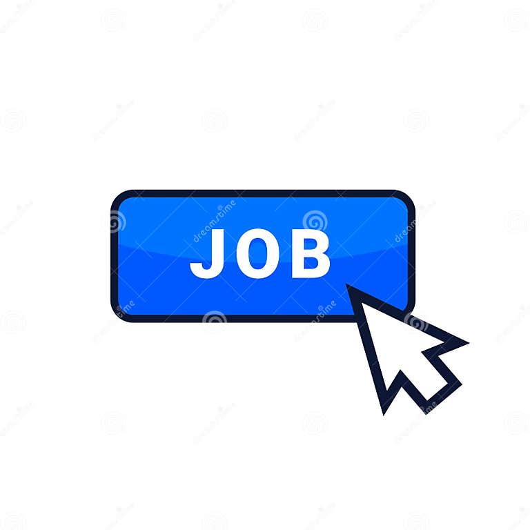 Job Button with Cursor in Flat Design. Vector Illustration. Stock ...