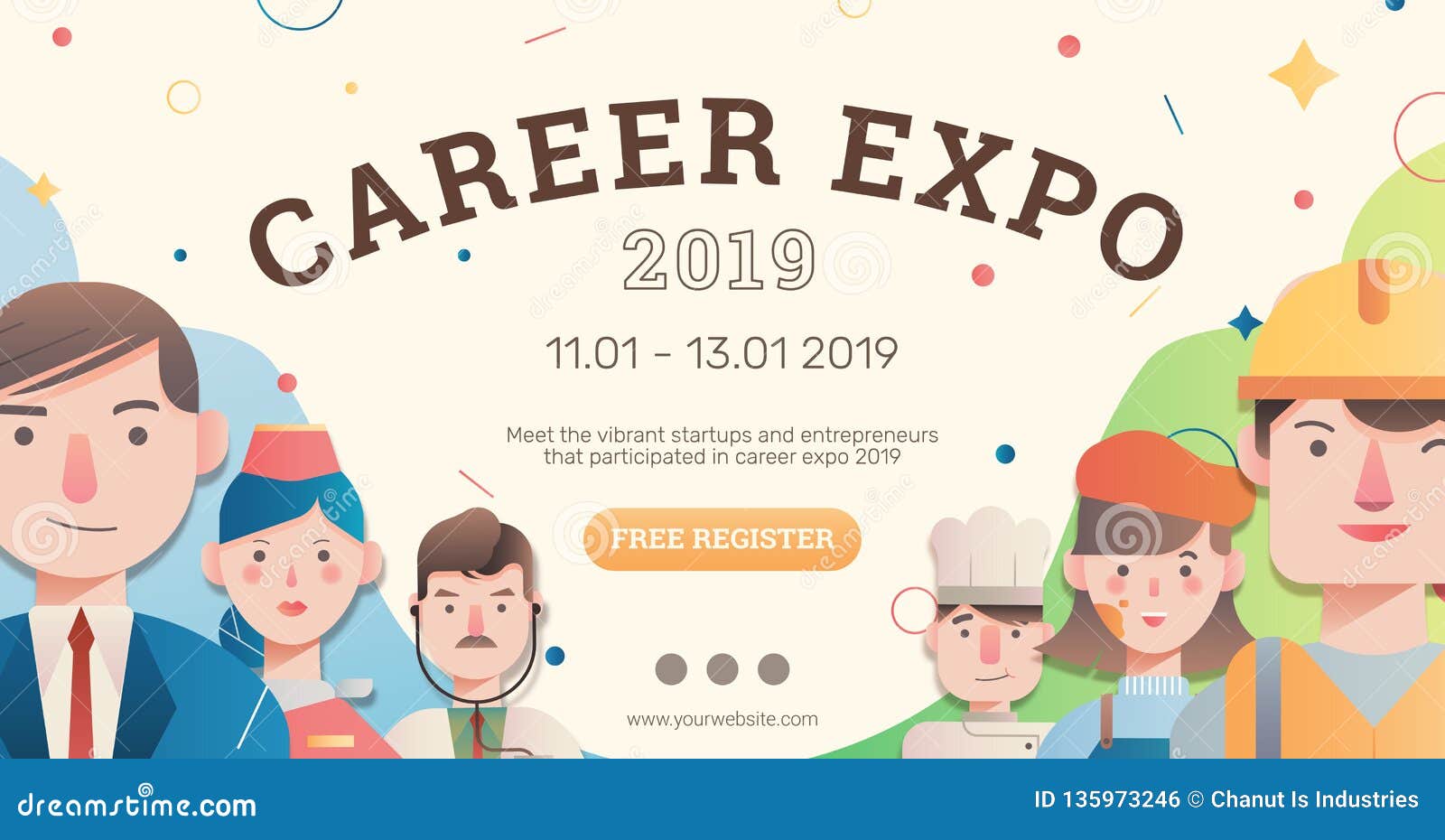 Job and Career Expo with Avatar Banner Layout Stock Vector ...