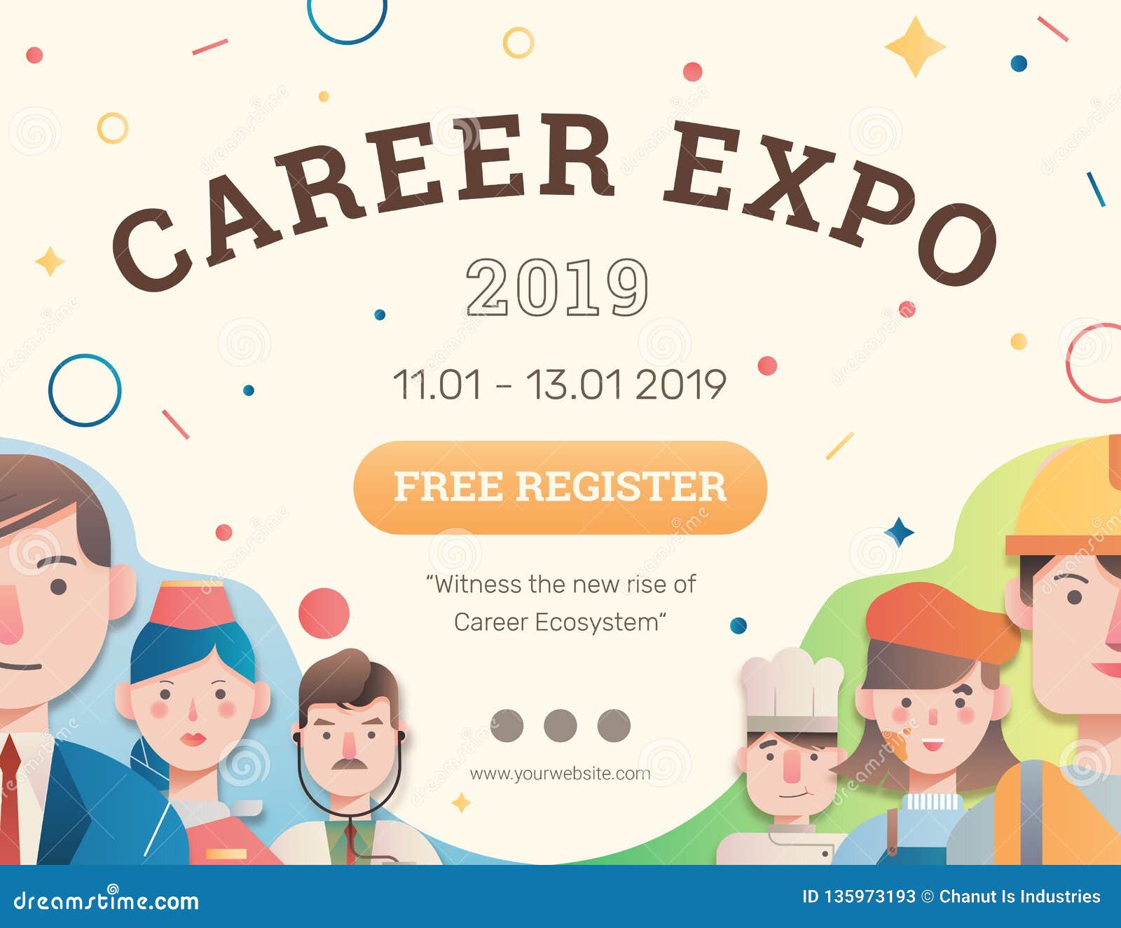Job and Career Expo with Avatar Graphic Content Layout Stock Vector ...