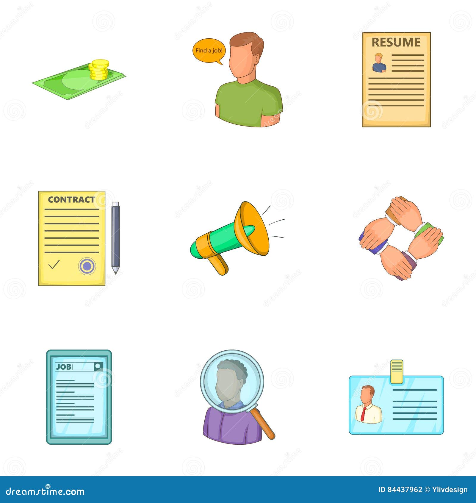 Job Contract Icons Set, Cartoon Style Stock Vector - Illustration of ...