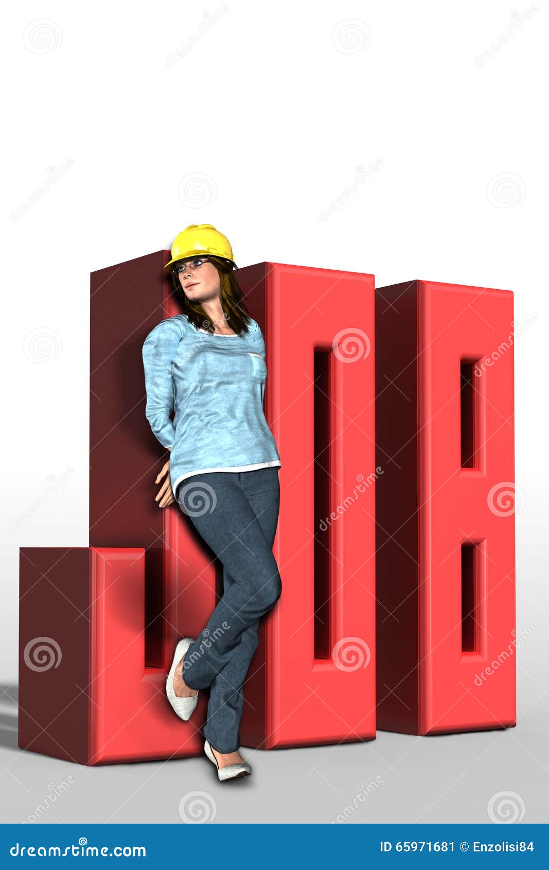 Job in 3D stock illustration. Illustration of employment - 65971681