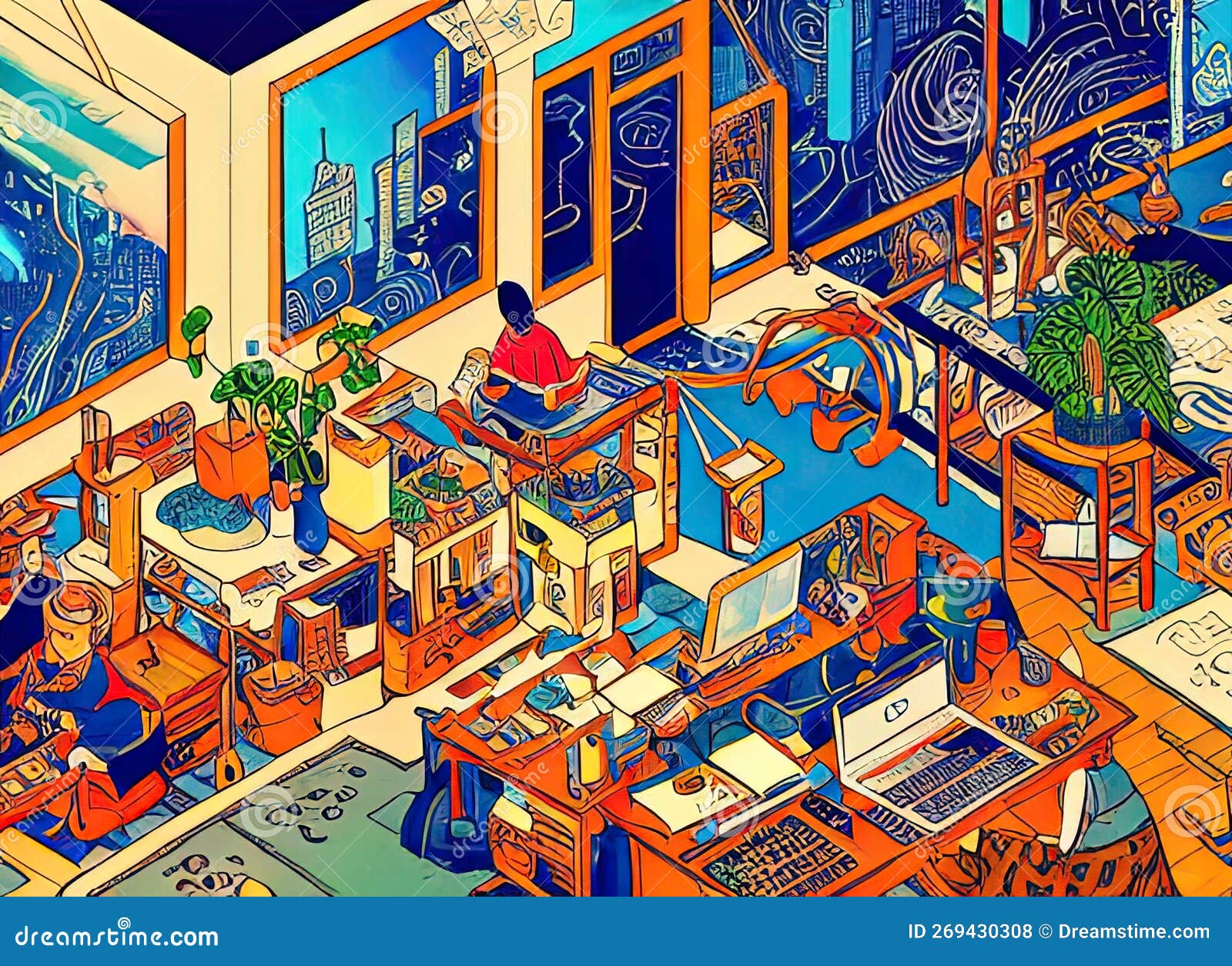 Job Fictional Work Environment. Generative AI. Stock Illustration ...