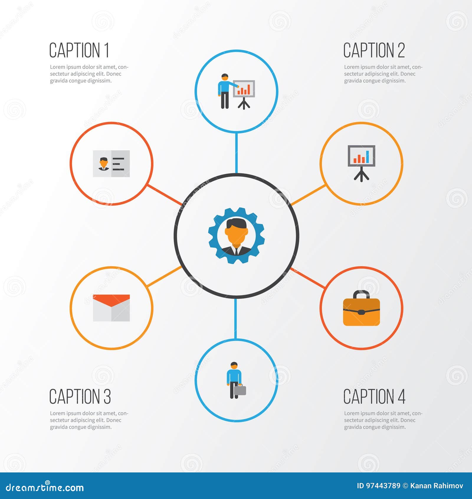 Job Flat Icons Set. Collection of Work Man, Envelope, Presentation ...