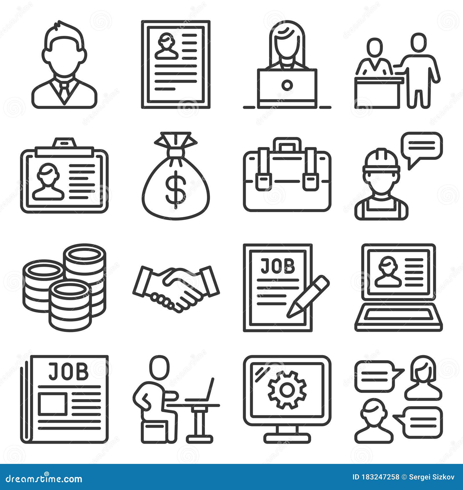 Job and Human Resource Icons Set. Line Style Vector Stock Vector ...
