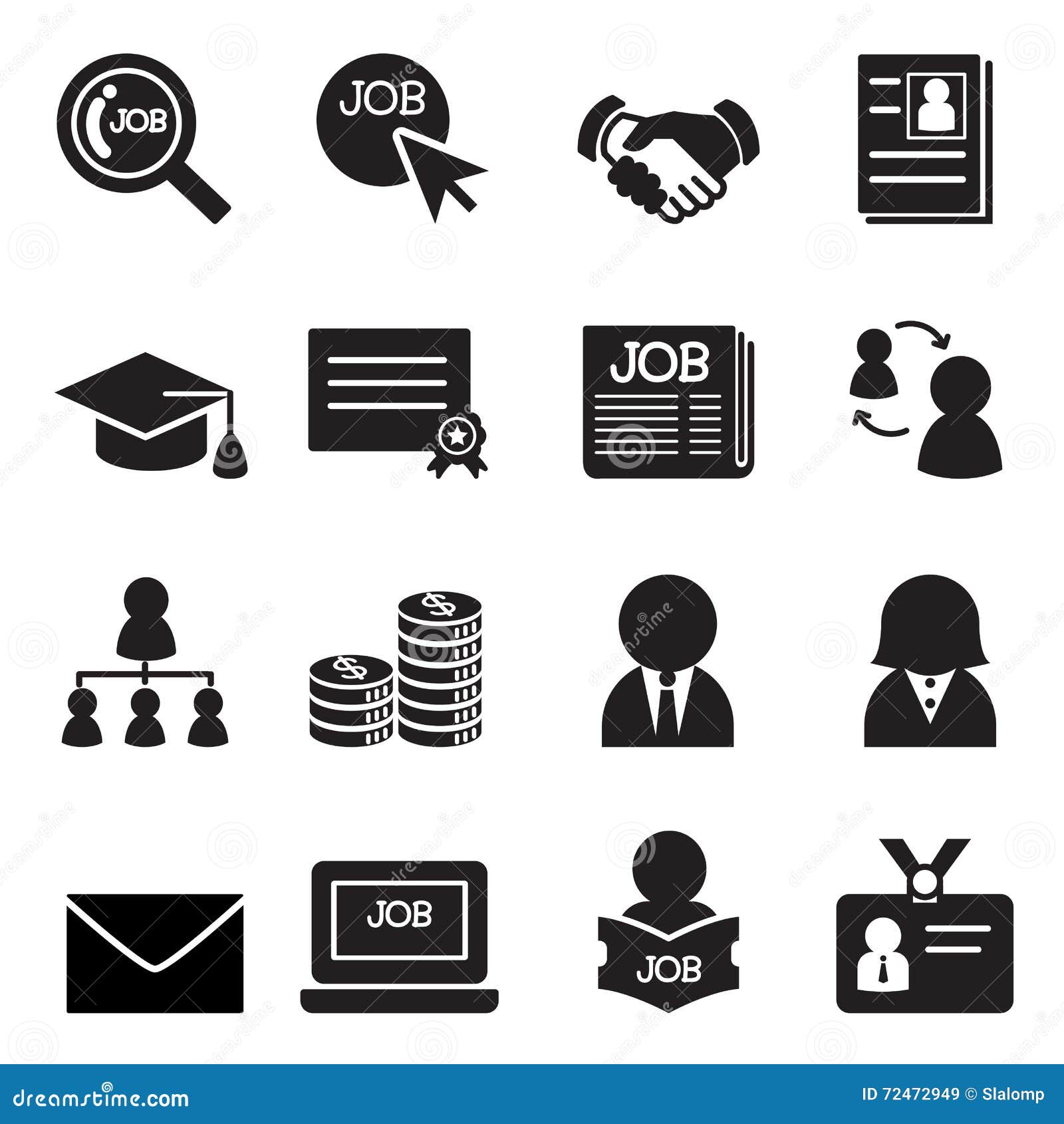 Job icon Set stock vector. Illustration of handshake - 72472949