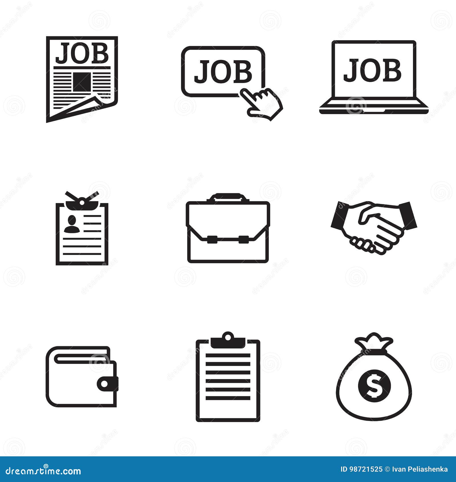 Job icons set stock illustration. Illustration of recruiting - 98721525