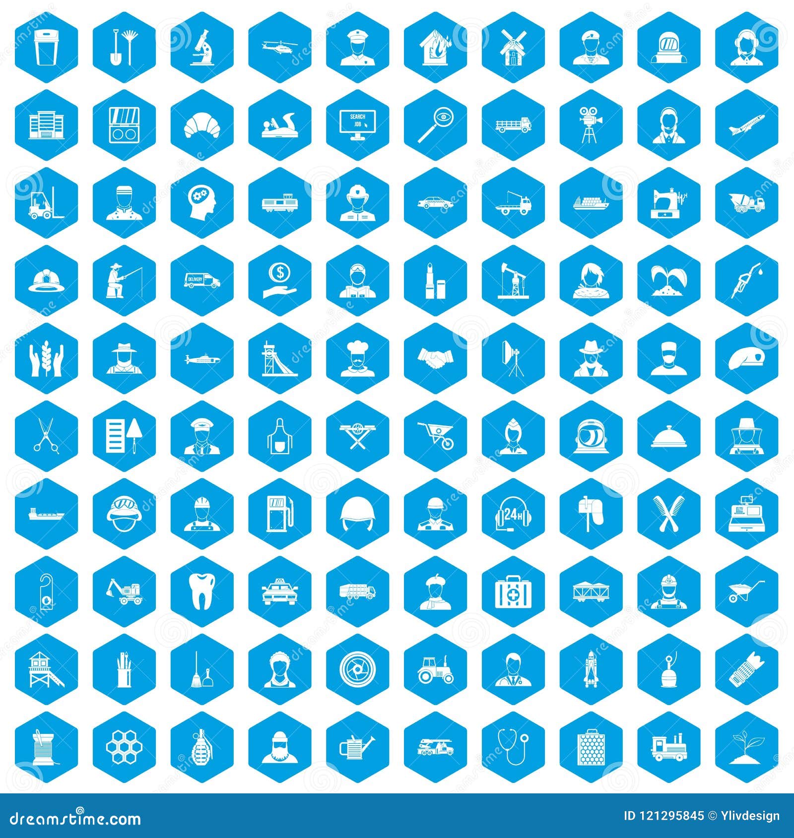 100 job icons set blue stock vector. Illustration of machinist - 121295845