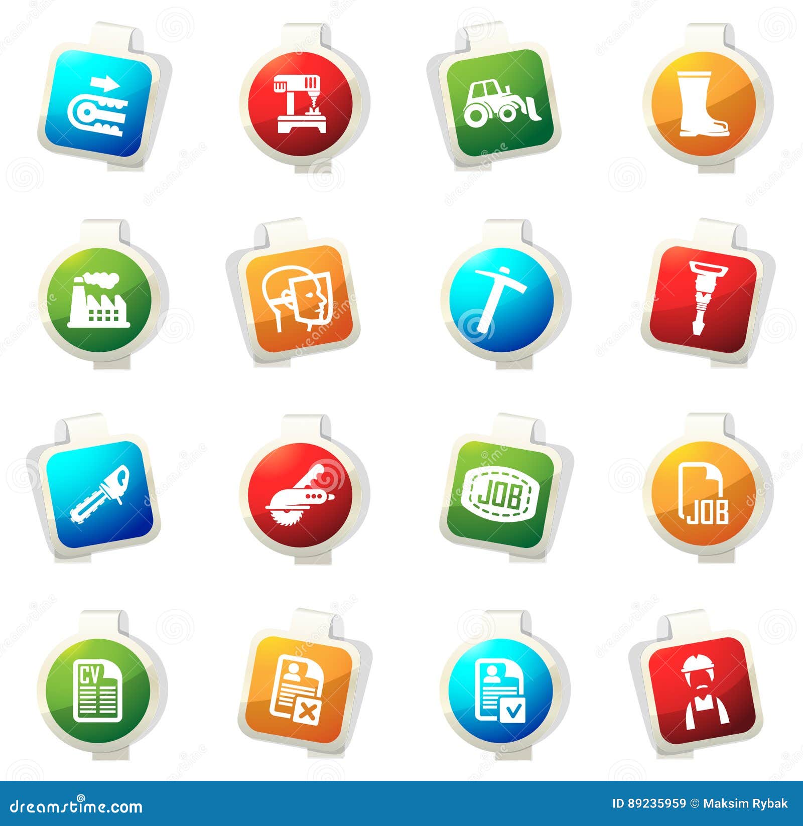 Job icons set stock illustration. Illustration of mallet - 89235959