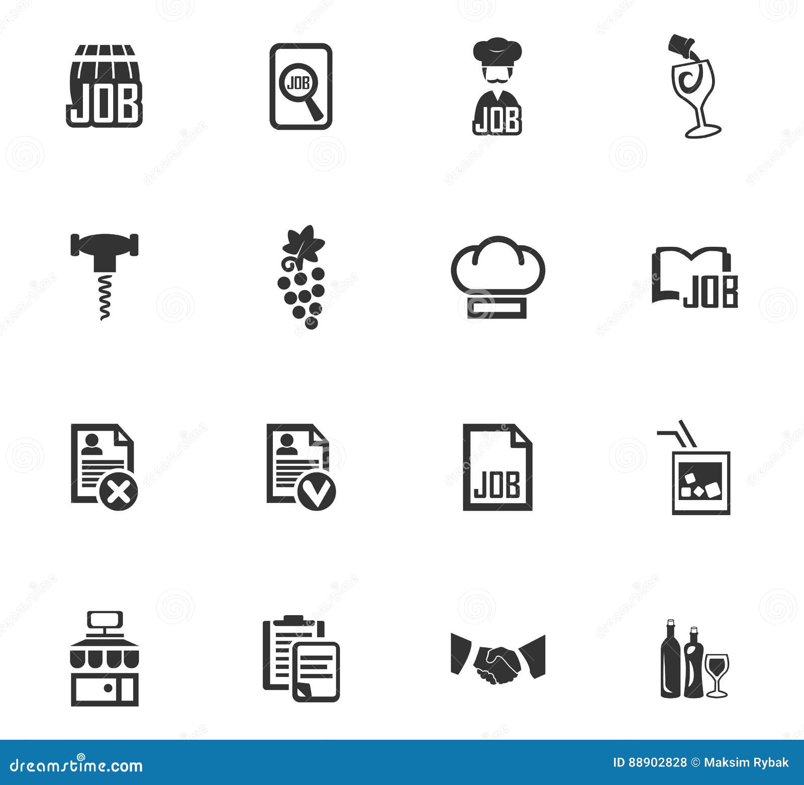Job icons set stock illustration. Illustration of contract - 88902828