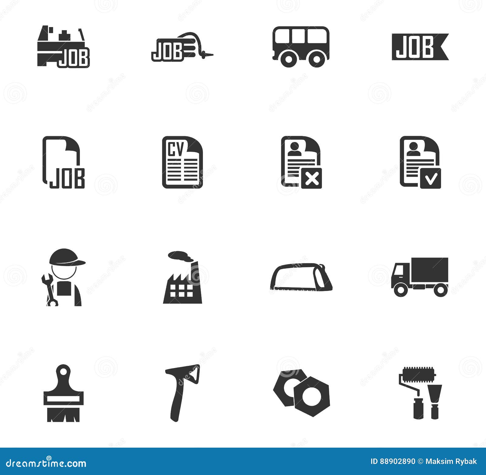 Job icons set stock illustration. Illustration of people - 88902890