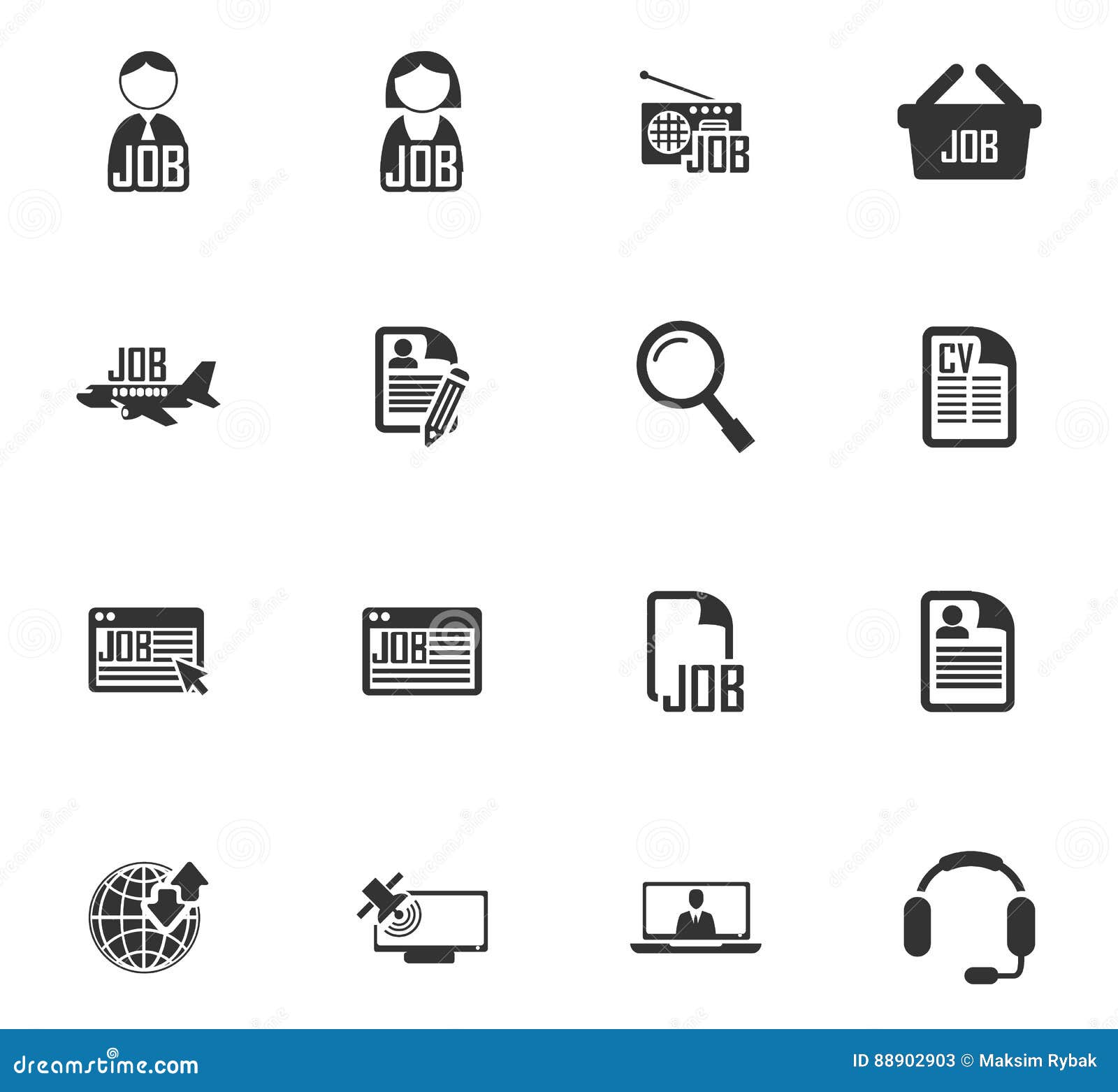 Job icons set stock illustration. Illustration of ideas - 88902903