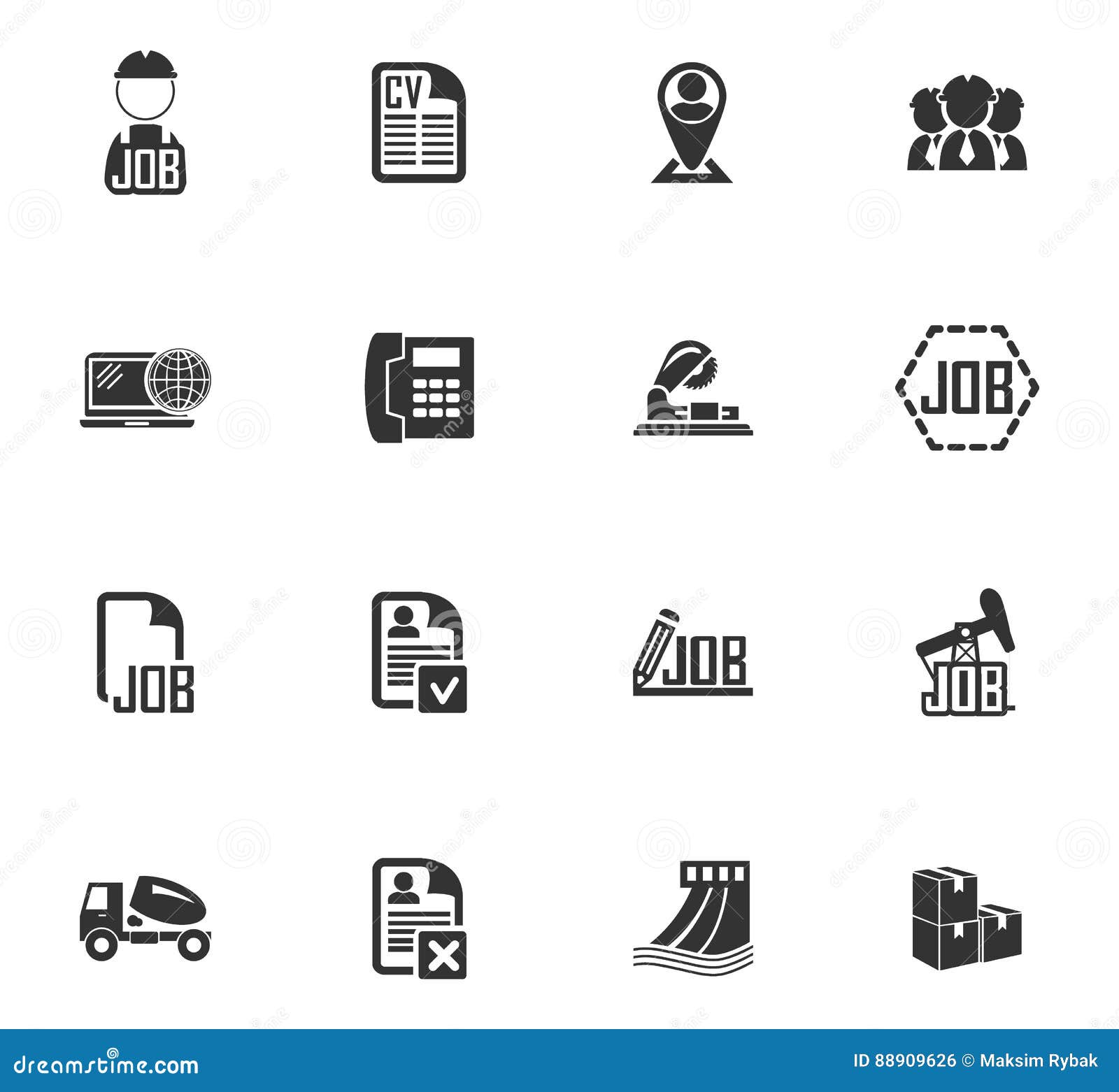 Job icons set stock illustration. Illustration of hired - 88909626