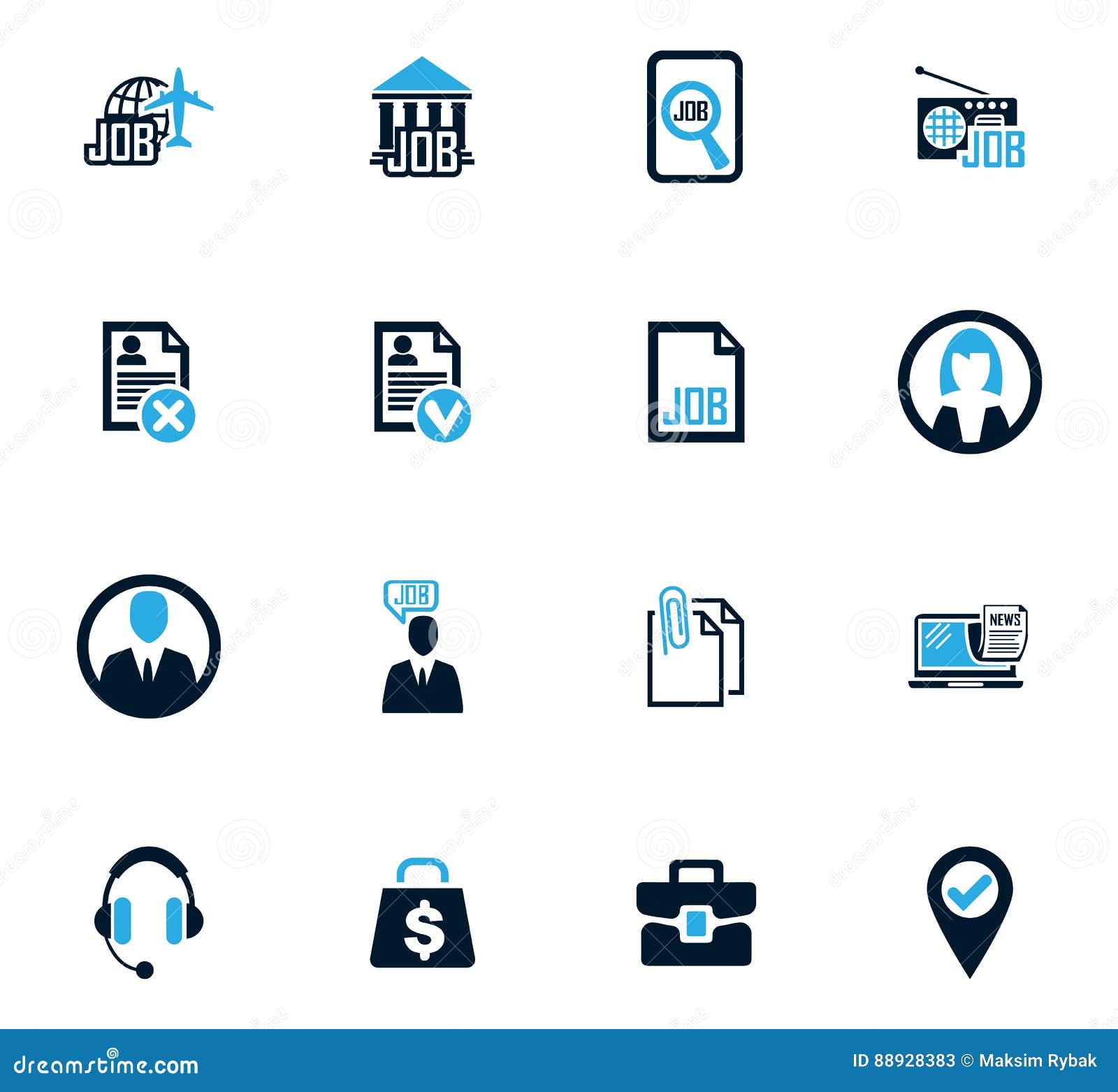 Job icons set stock illustration. Illustration of curriculum - 88928383