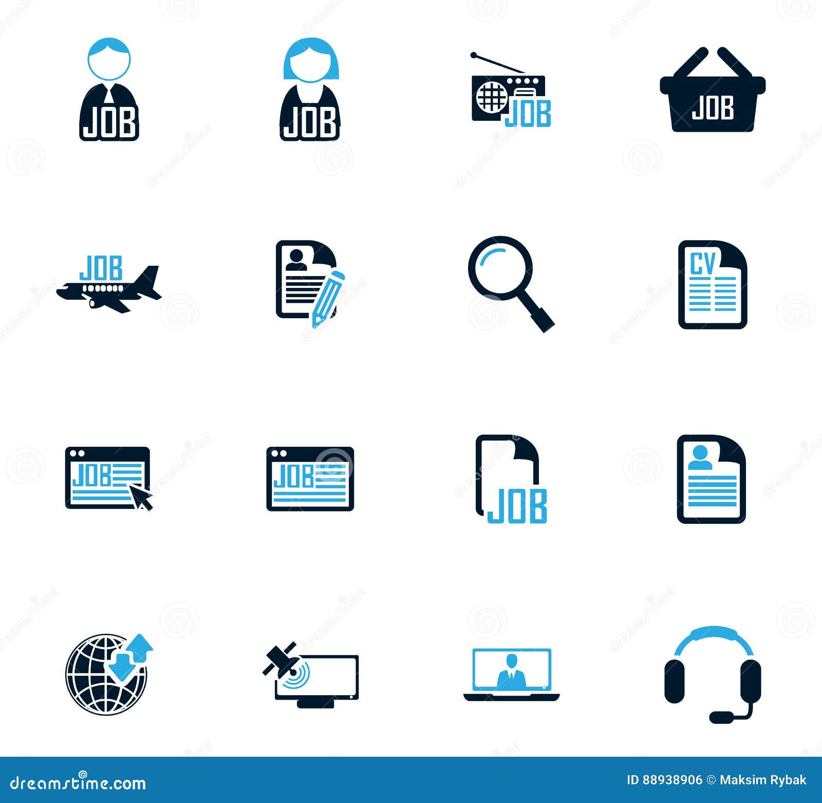 Job icons set stock illustration. Illustration of recruitment - 88938906