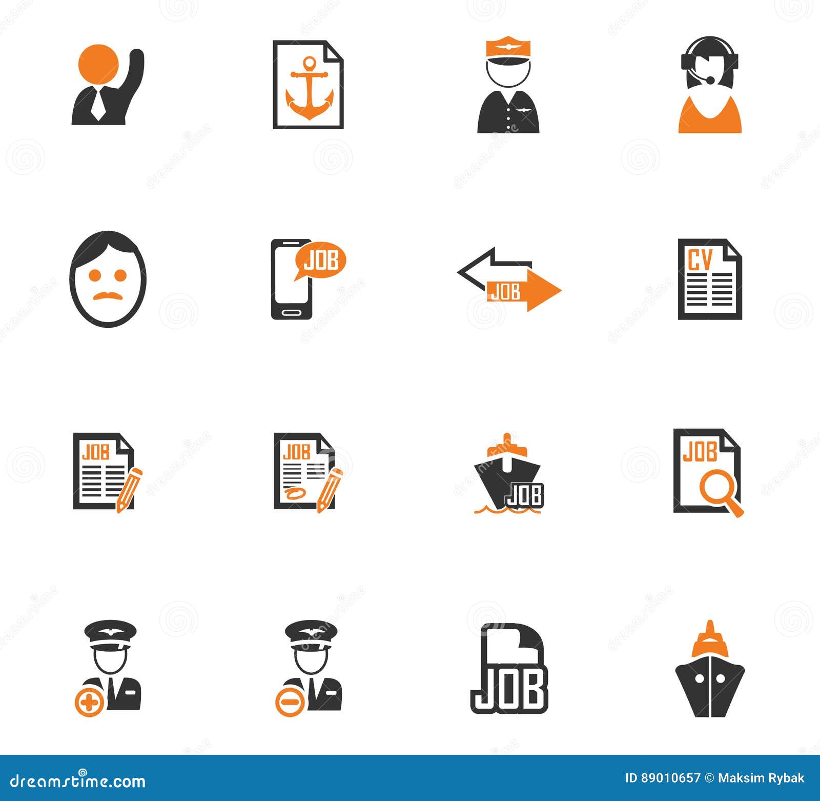 Job icons set stock illustration. Illustration of chief - 89010657