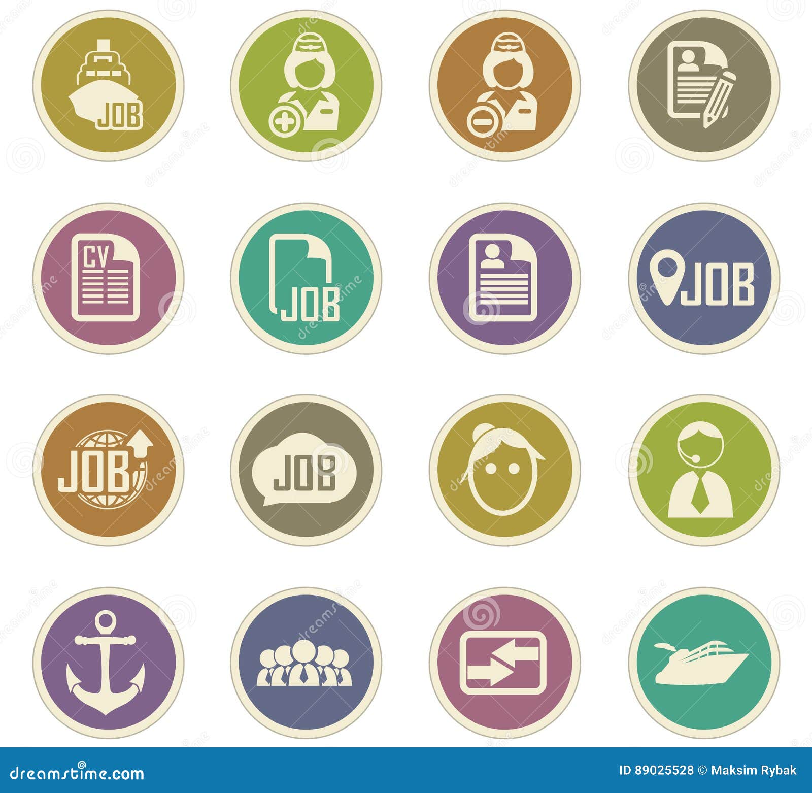 Job icons set stock vector. Illustration of employment - 89025528