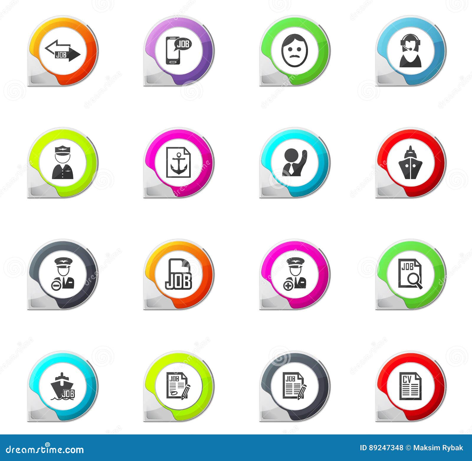 Job icons set stock illustration. Illustration of attendant - 89247348