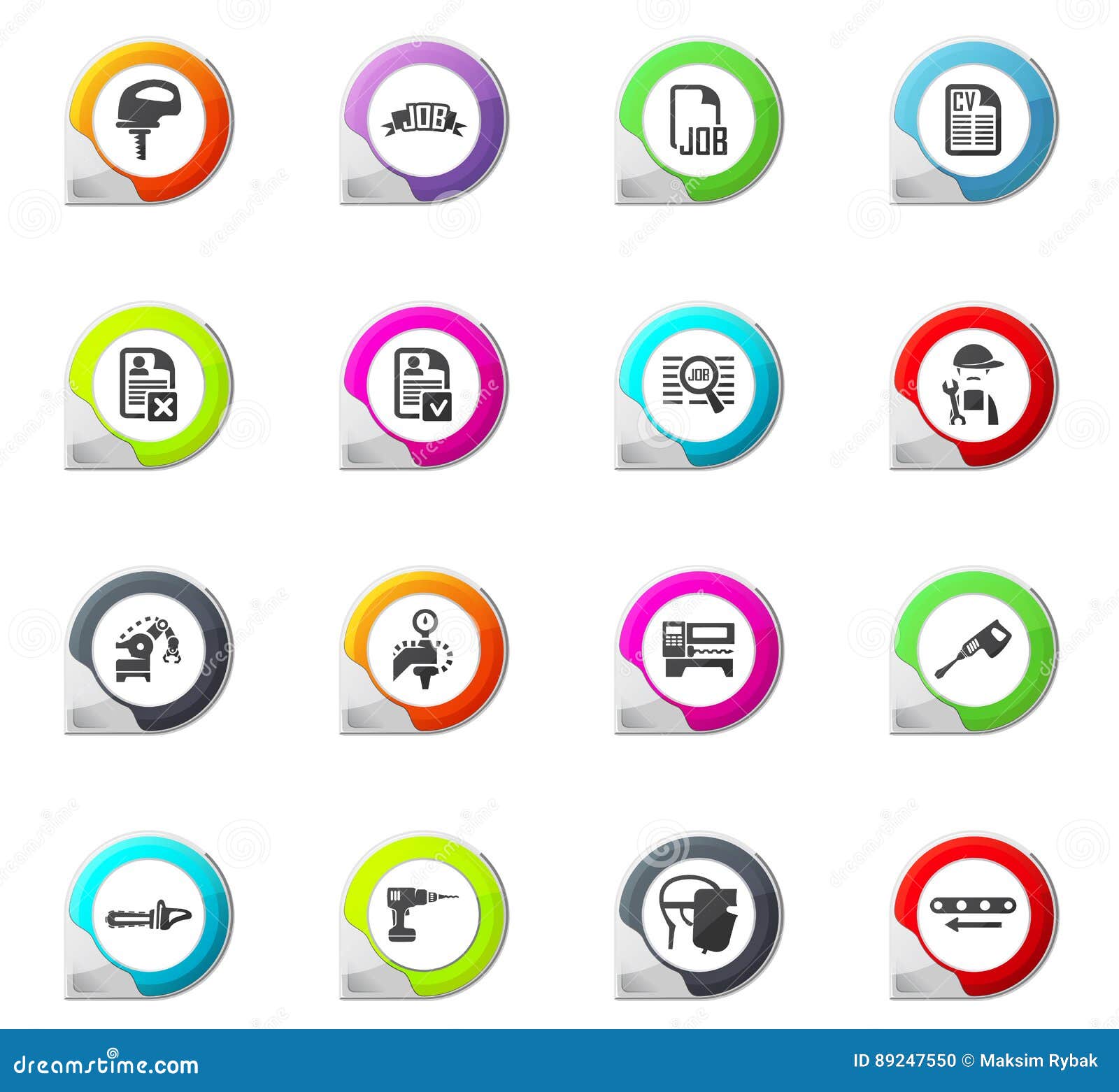 Job icons set stock illustration. Illustration of businessman - 89247550