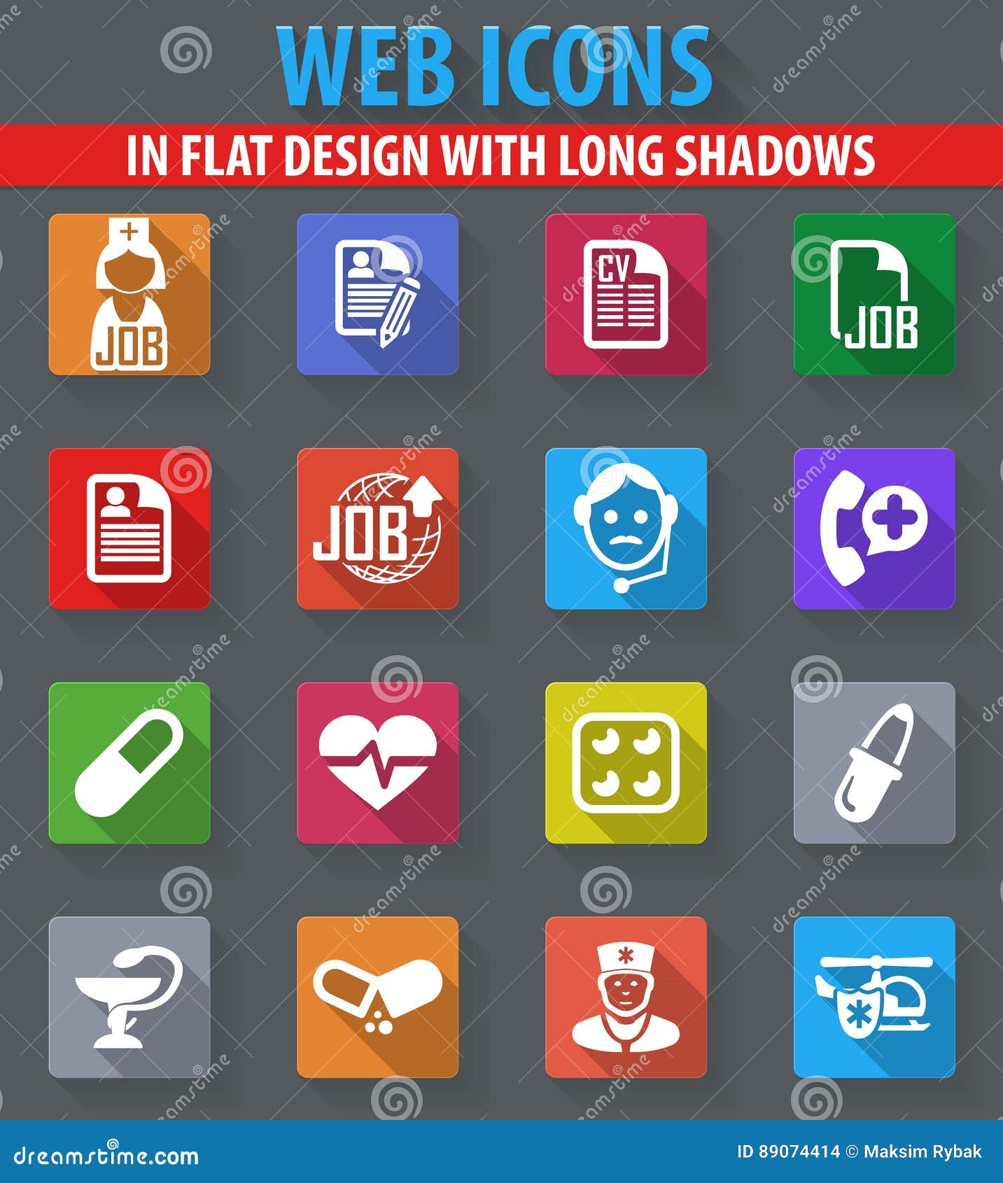 Job icons set stock vector. Illustration of contract - 89074414
