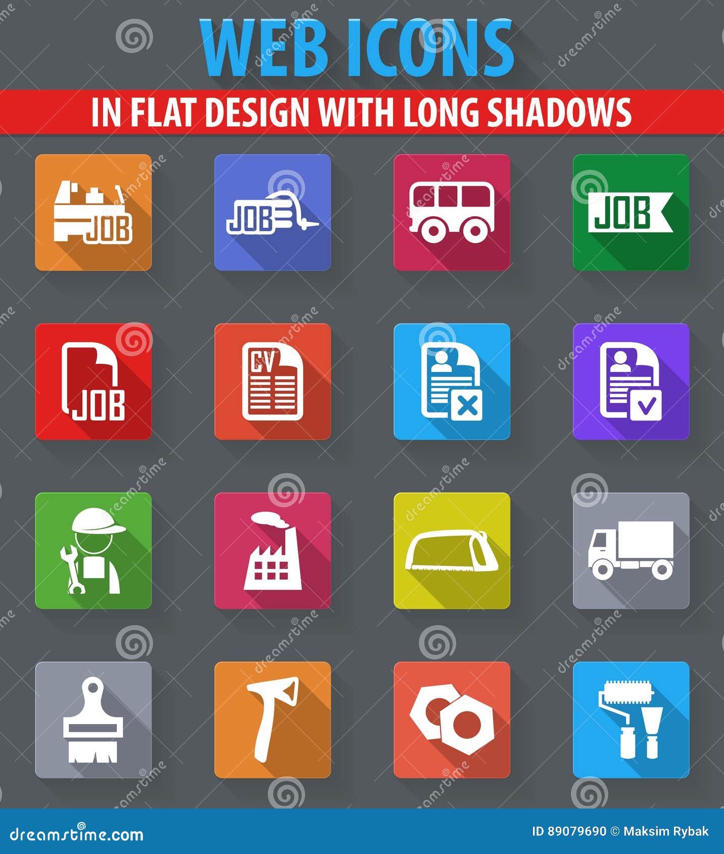 Job icons set stock vector. Illustration of miller, ideas - 89079690