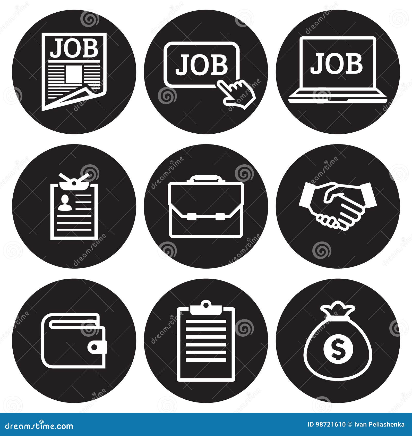 Job icons set stock illustration. Illustration of recruiting - 98721610