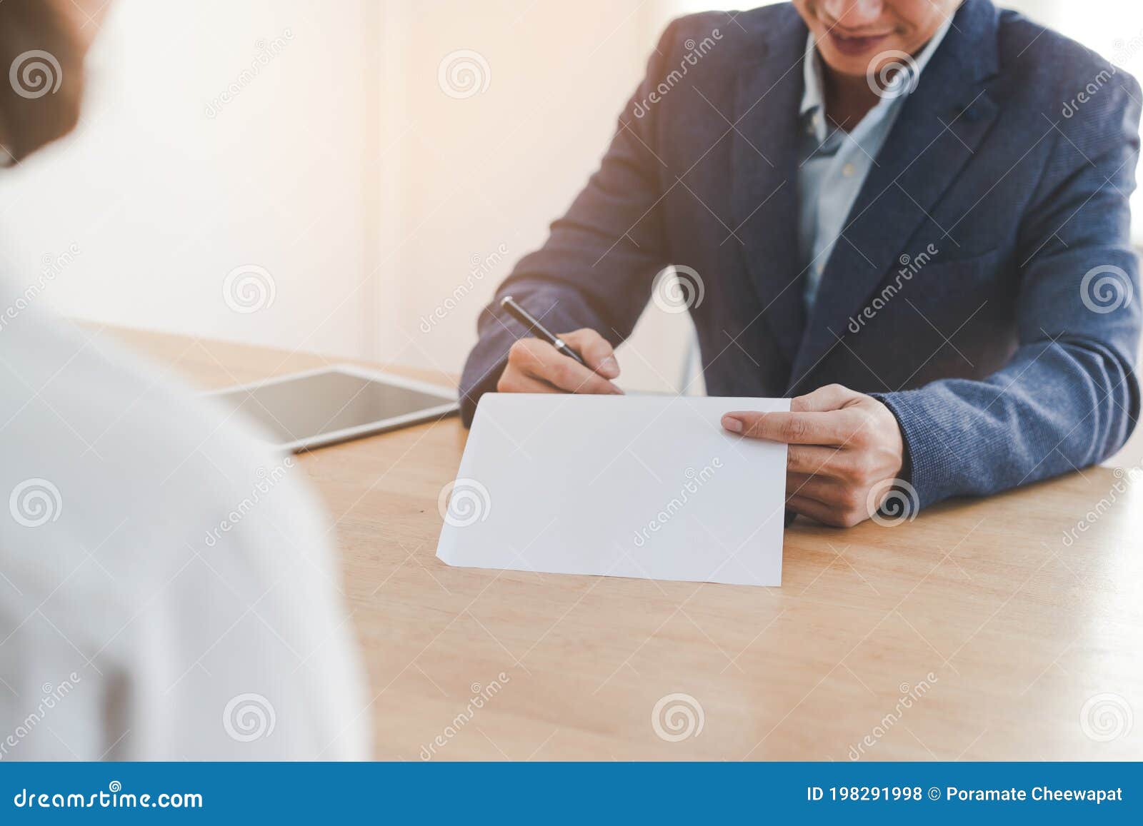 Job Interview Concept. Businessman Asking Candidate Applicant in ...